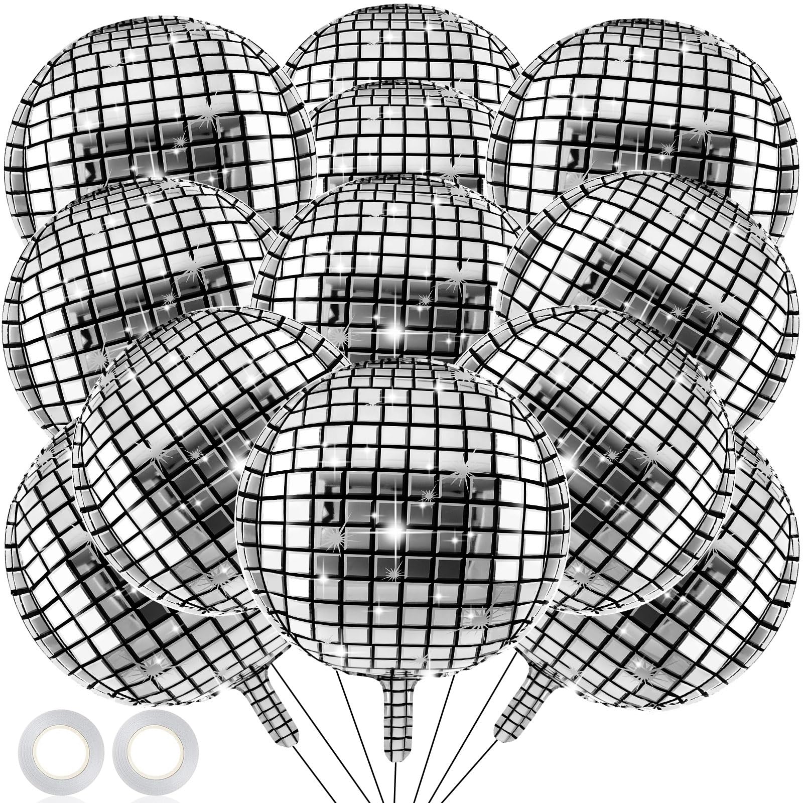 Amazon.com: 12 Pieces 22 Inch Large Silver Disco Ball Balloons ...