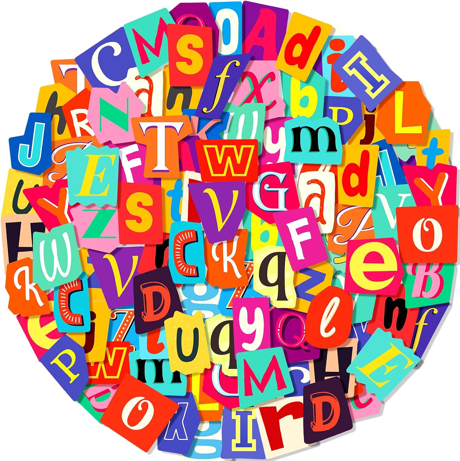 Amazon.com: 100 PCS Alphabet Letter Stickers,Colorful Alphabet Stickers ...