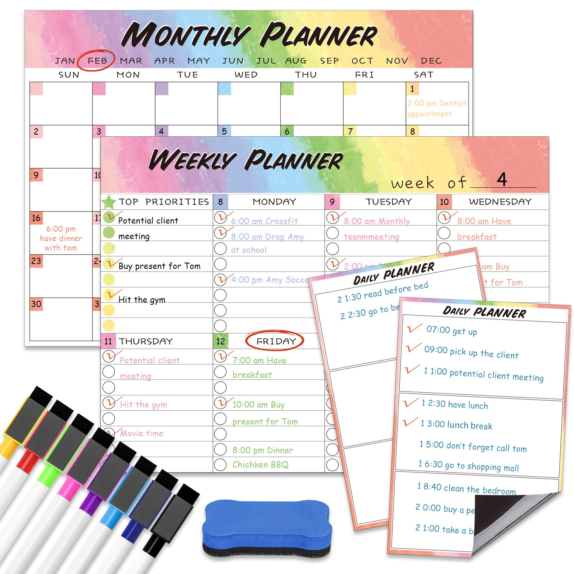 Magnetic Dry Erase Calendar Whiteboard Set for Refrigerator, and Fridge ...
