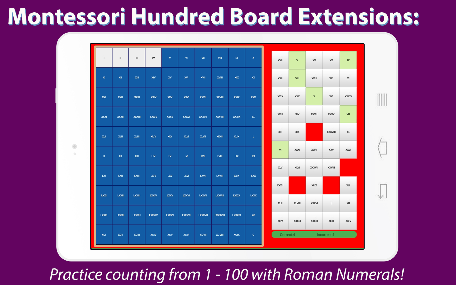 Roman Numerals - a Montessori Hundred Board Extension - App on Amazon ...