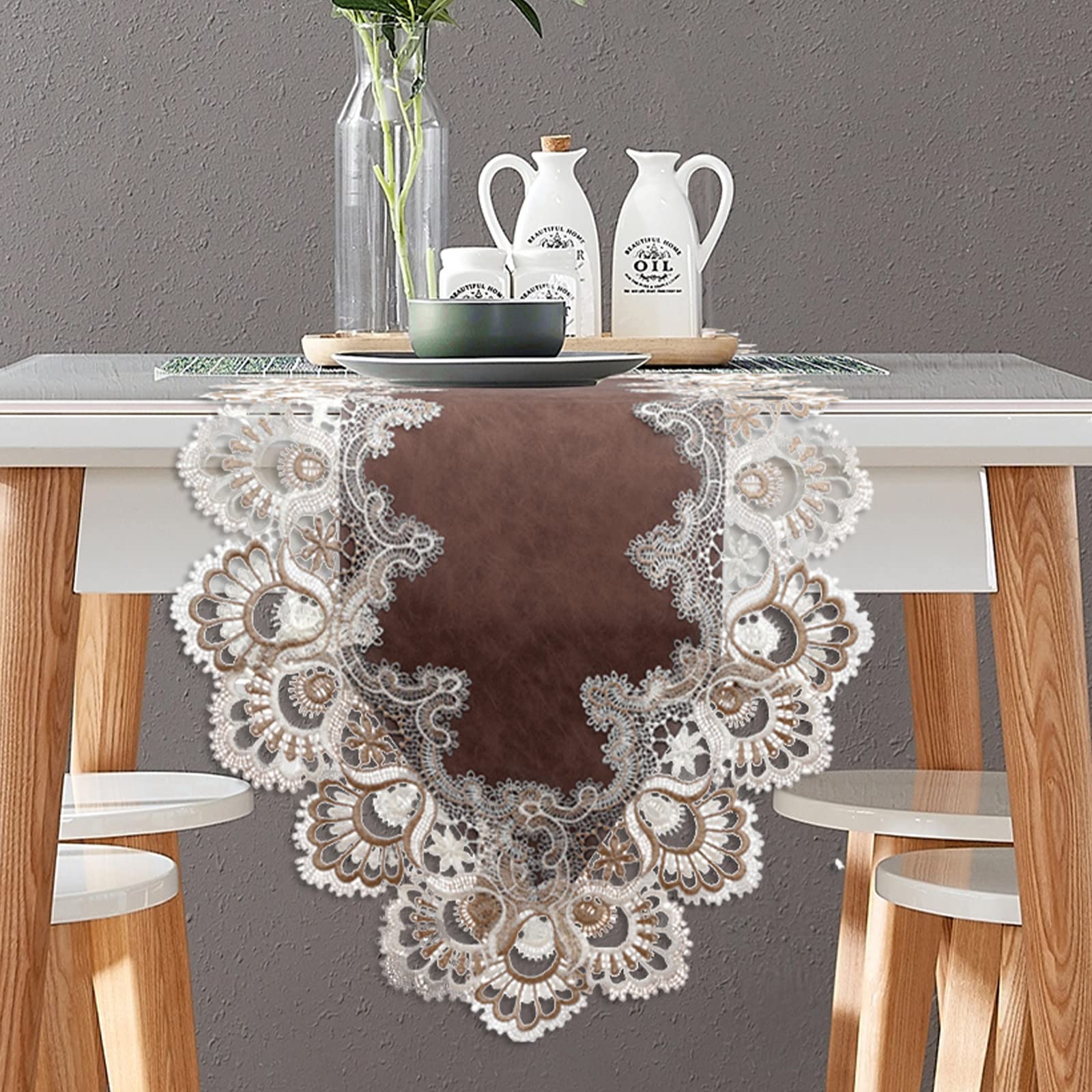 Amazon.com: Vintage Lace Dining Table Runner, 72 Inches Macrame Coffee ...