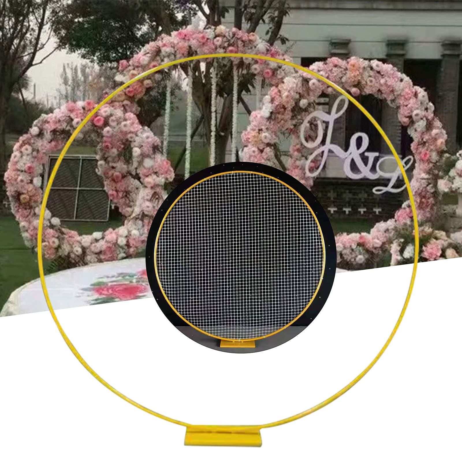 82.67"Circle Wedding Arch Round Mesh Backdrop Stand,Gird Metal Arch ...