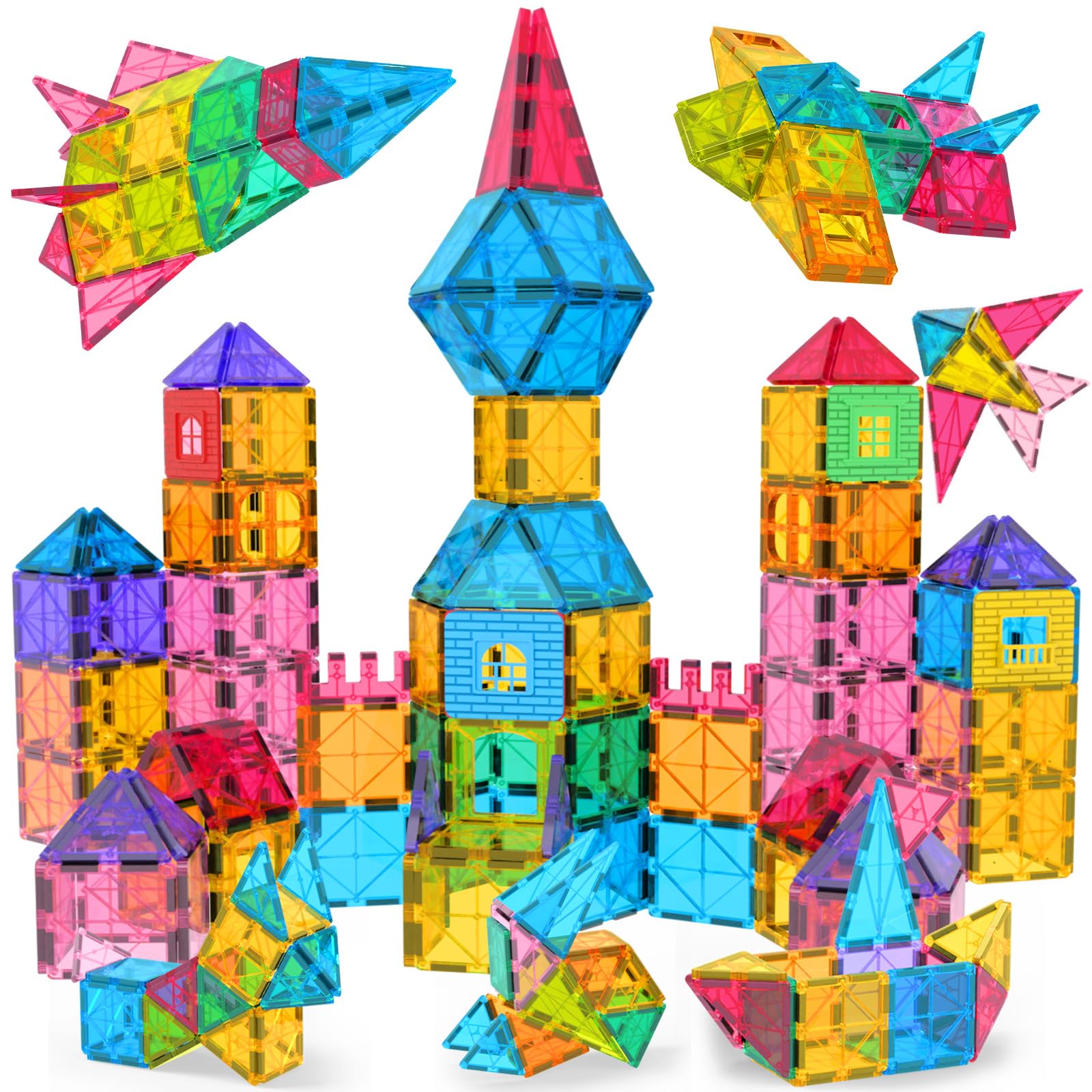 Jasonwell Magnetic Tiles Kids Magnetic Blocks 60pcs Building Sets 3d ...