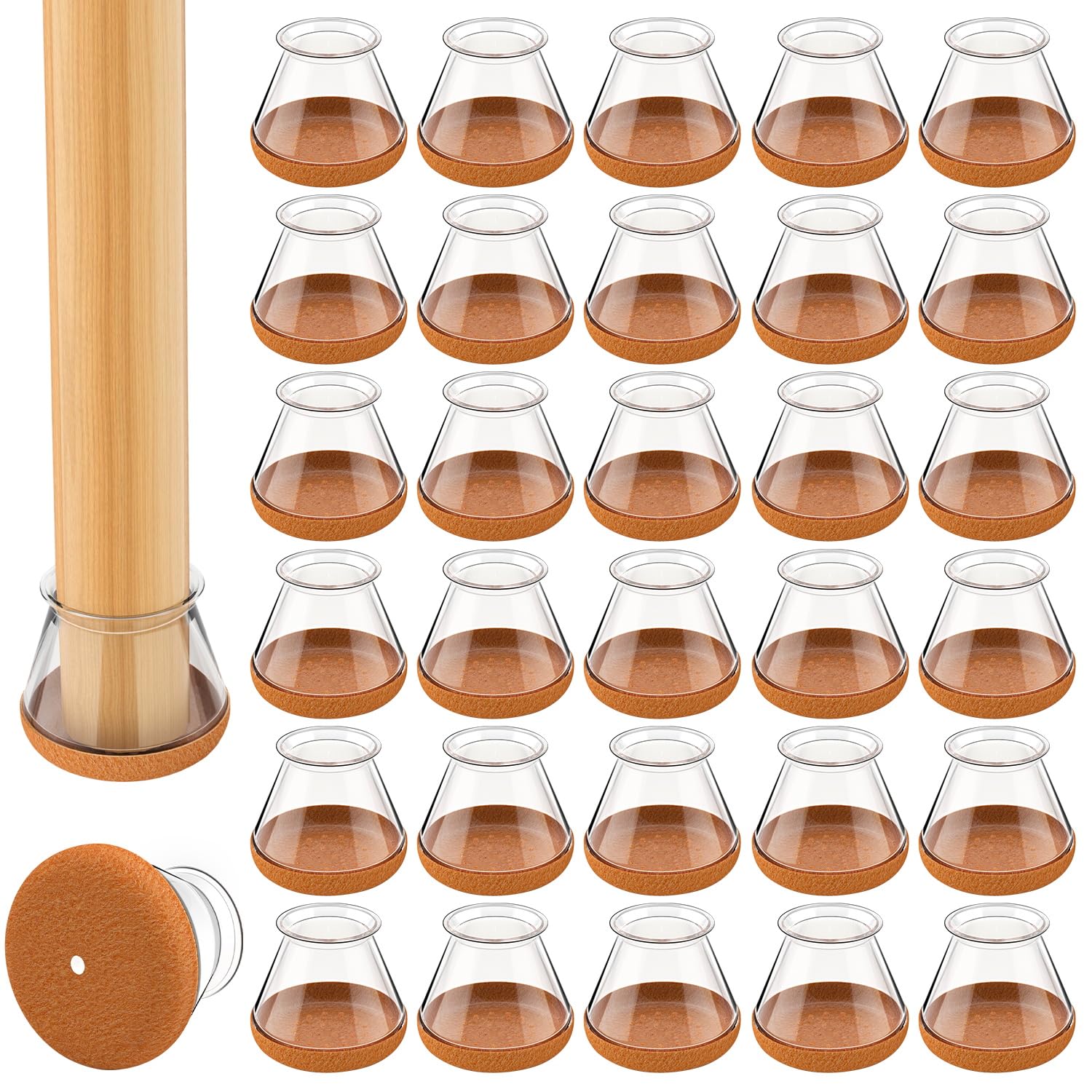 24PCS Chair Leg Floor Protectors with Wrapped Felt, Chair Leg Covers ...