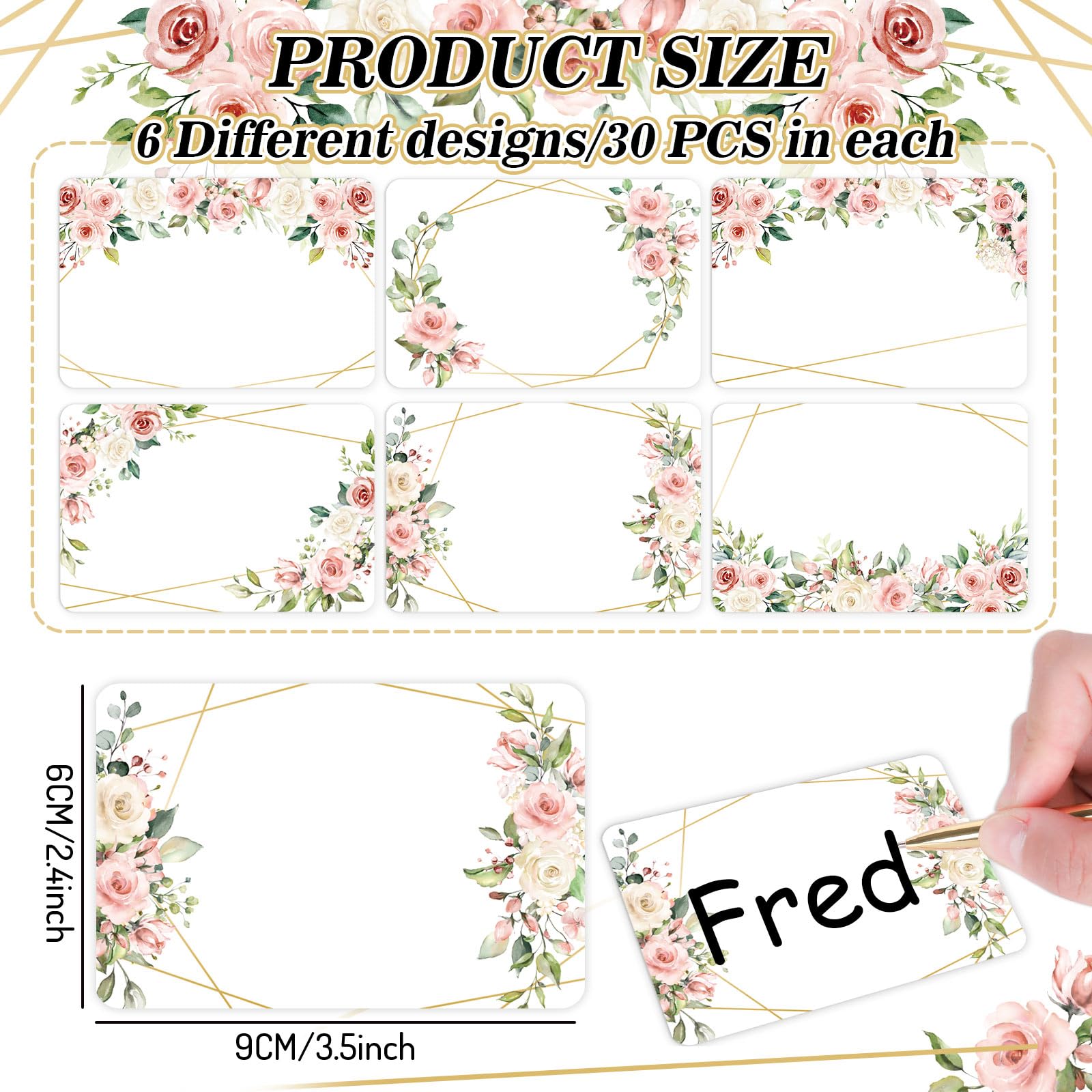 Snapklik.com : Whaline 180 Pcs Back To School Floral Name Tag Stickers ...