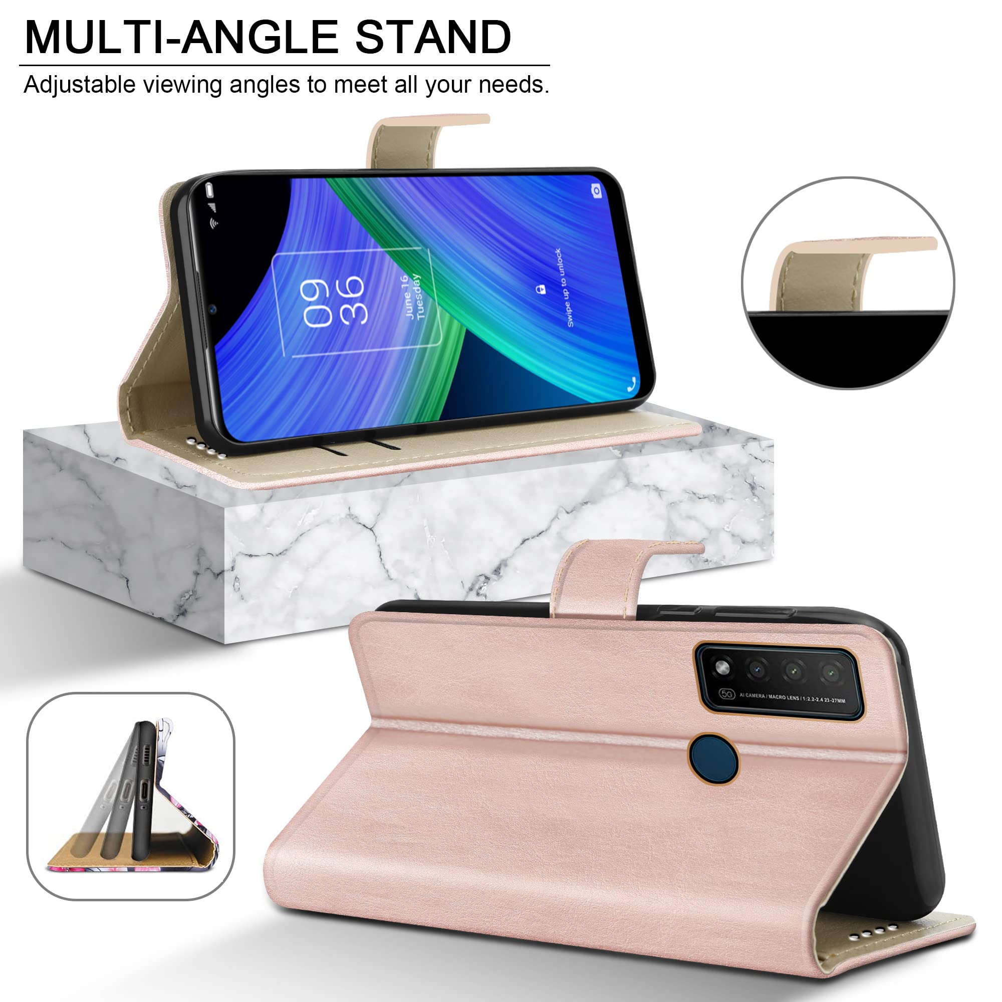 For TCL 305 306 403 405 406 20 SE 40R Case Leather Wallet Flip Stand ...