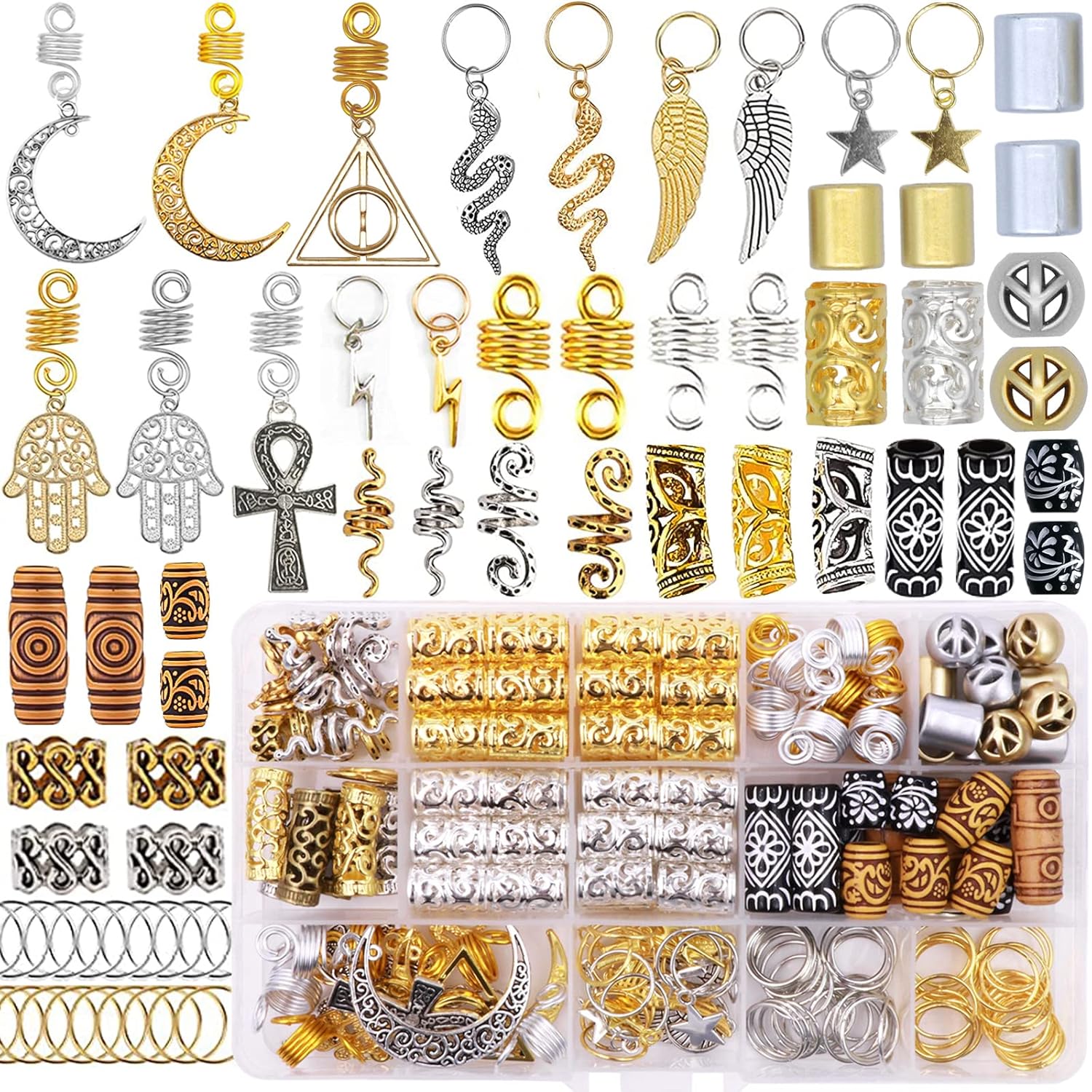 Amazon.com : NAISKA 184Pcs Hair Braid Jewelry Accessories for Women ...