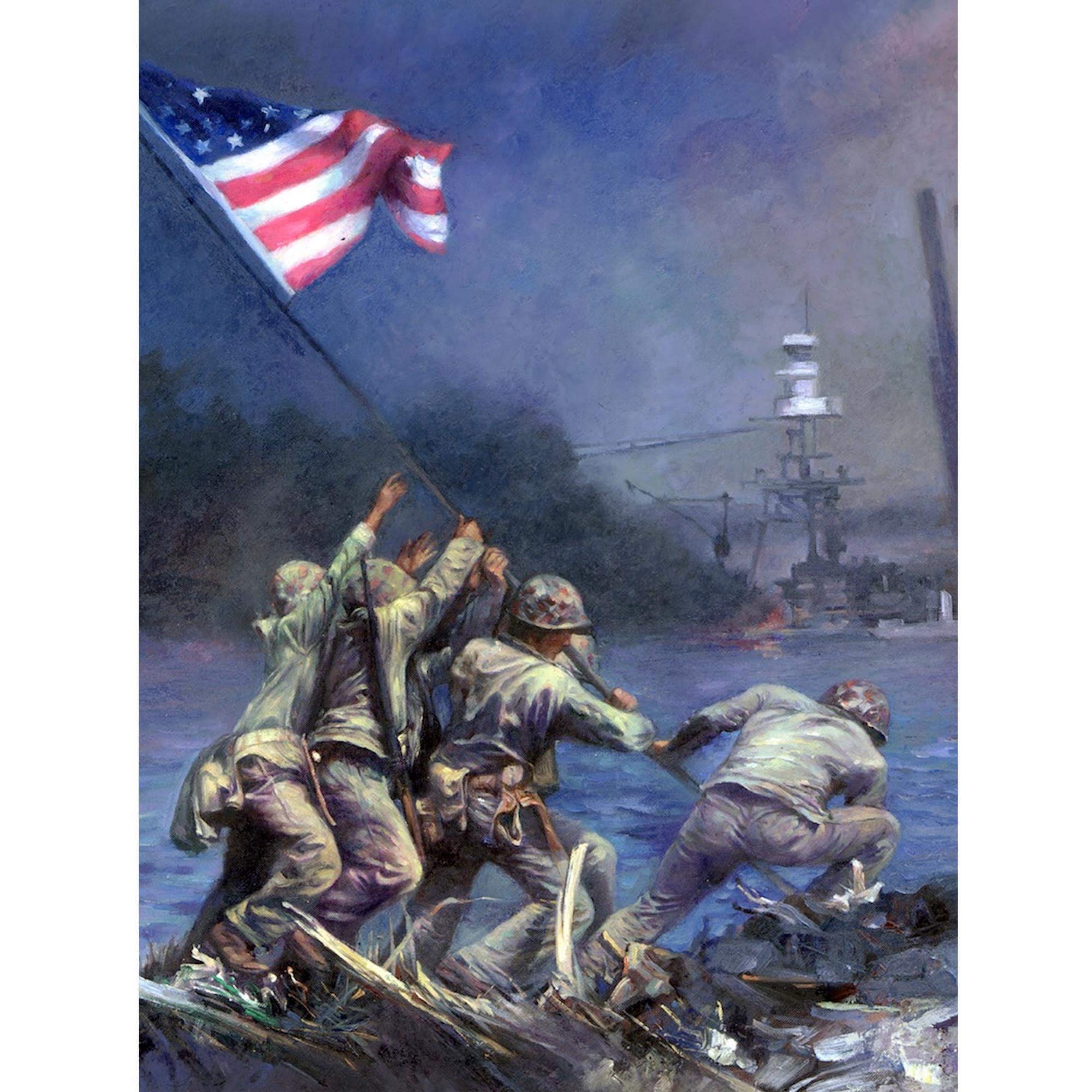Amazon.com: Iwo Jima US Flag at Pearl Harbor Poster Wall Art Decor ...