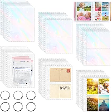 60 Pz Buste Trasparenti per Foto, Tasche per Raccoglitore a5 Scomparti Singoli Doppi e Quadrupli ...