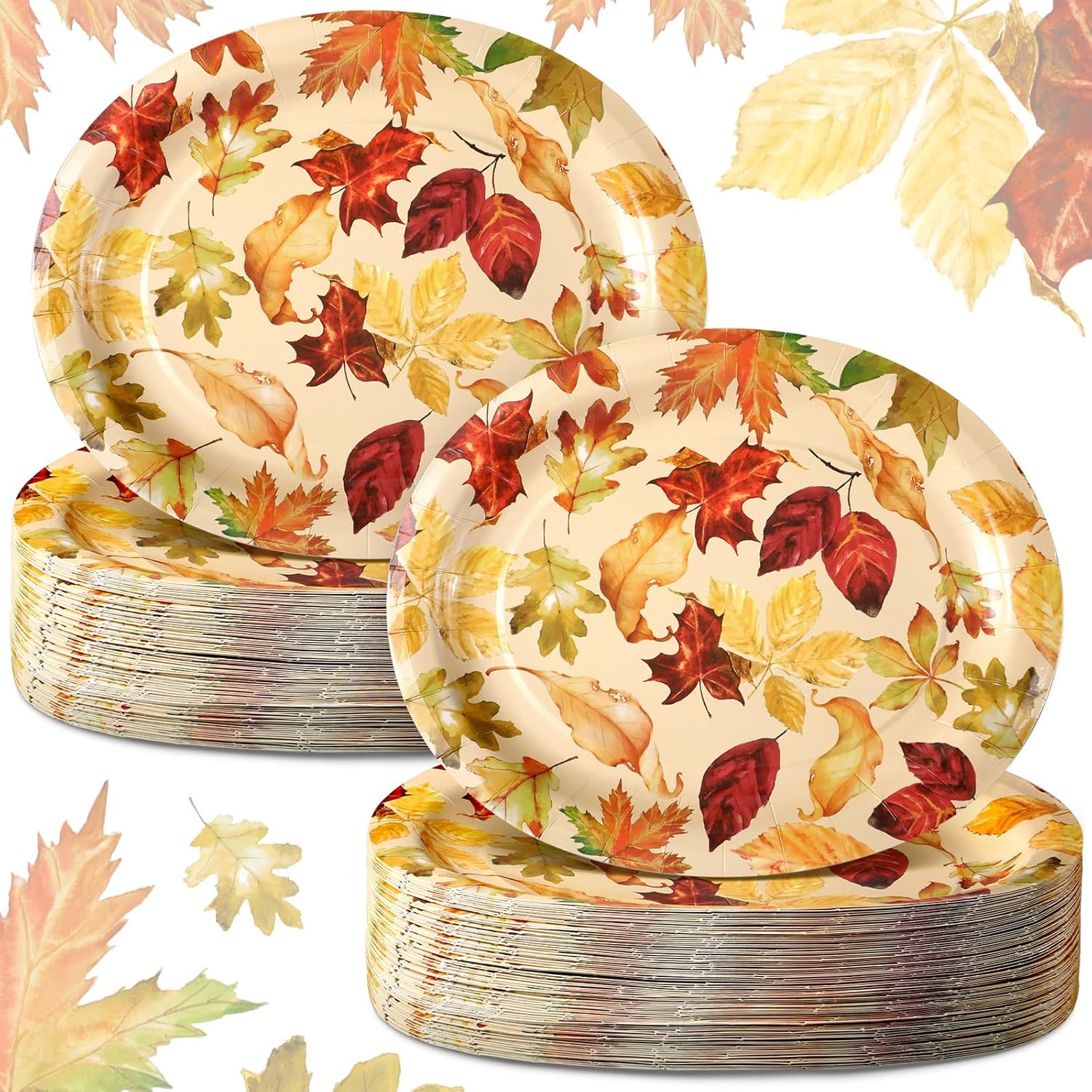 Amazon.com: Tioncy 100 Pcs Thanksgiving Fall Leaves Disposable Oval ...