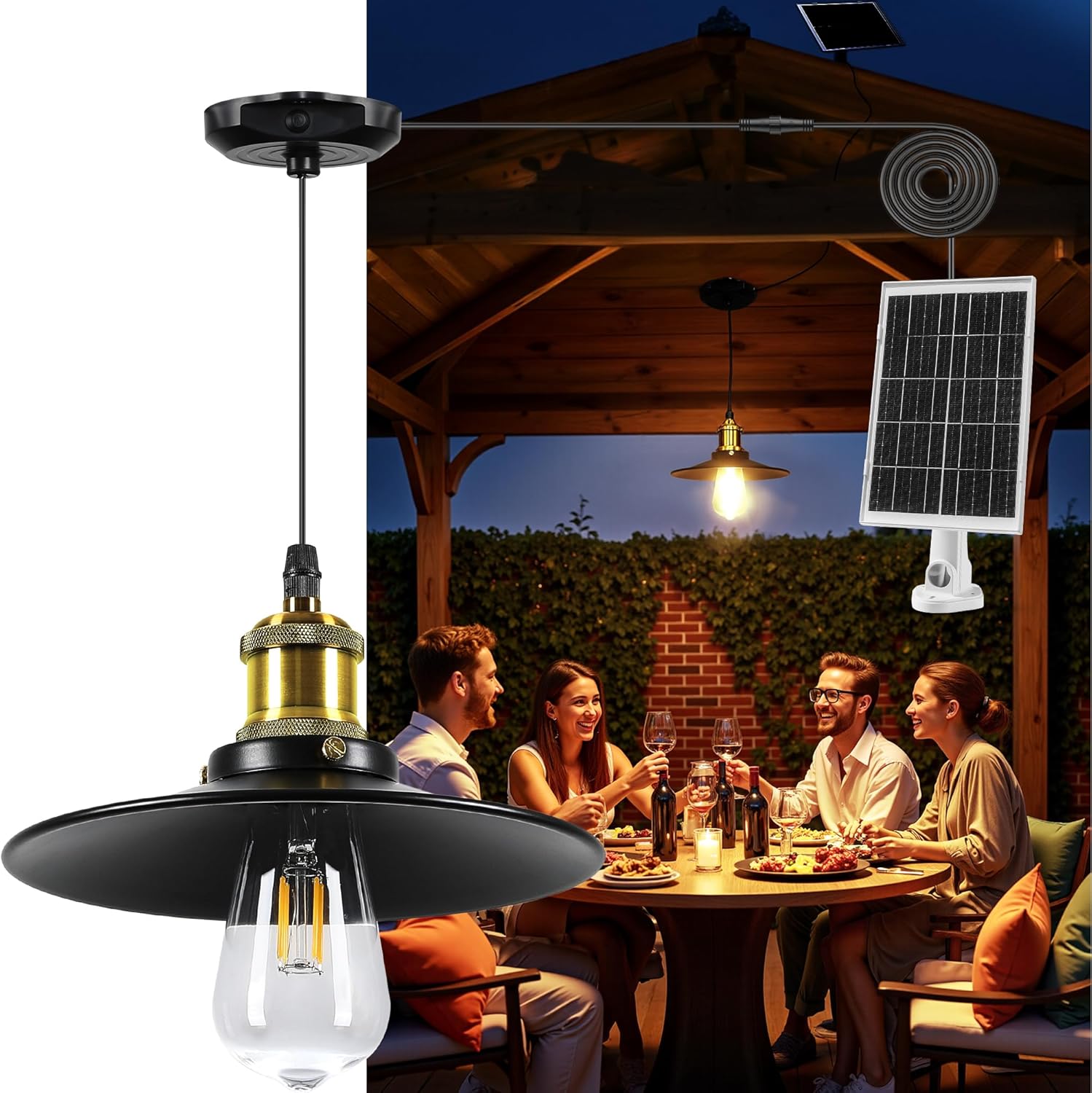 FabStyl Solar Pendant Light Indoor Outdoor, 1000LM Solar Shed Light ...
