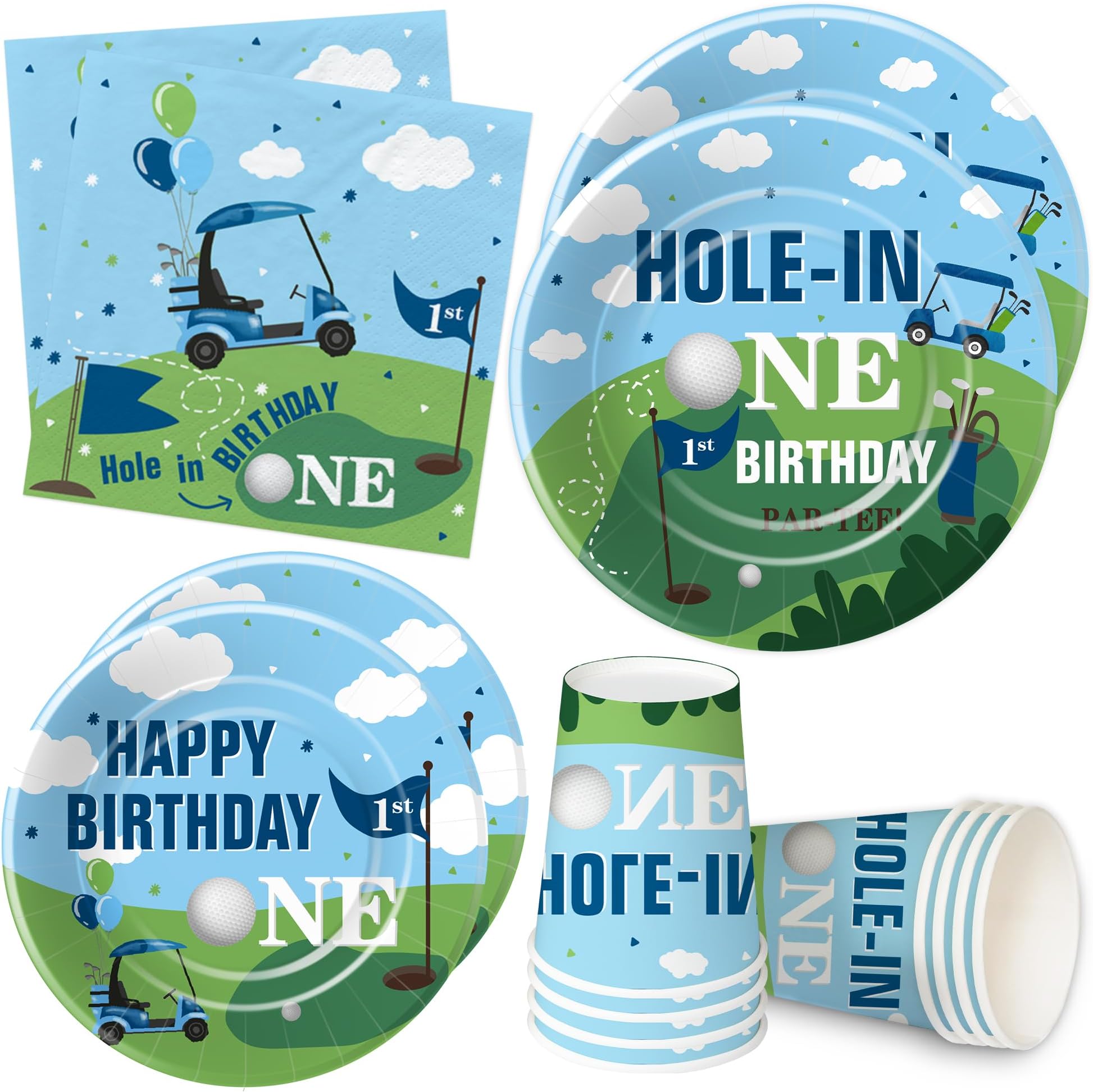 Amazon.com: Xigejob Golf Party Decorations Tableware For First Birthday ...