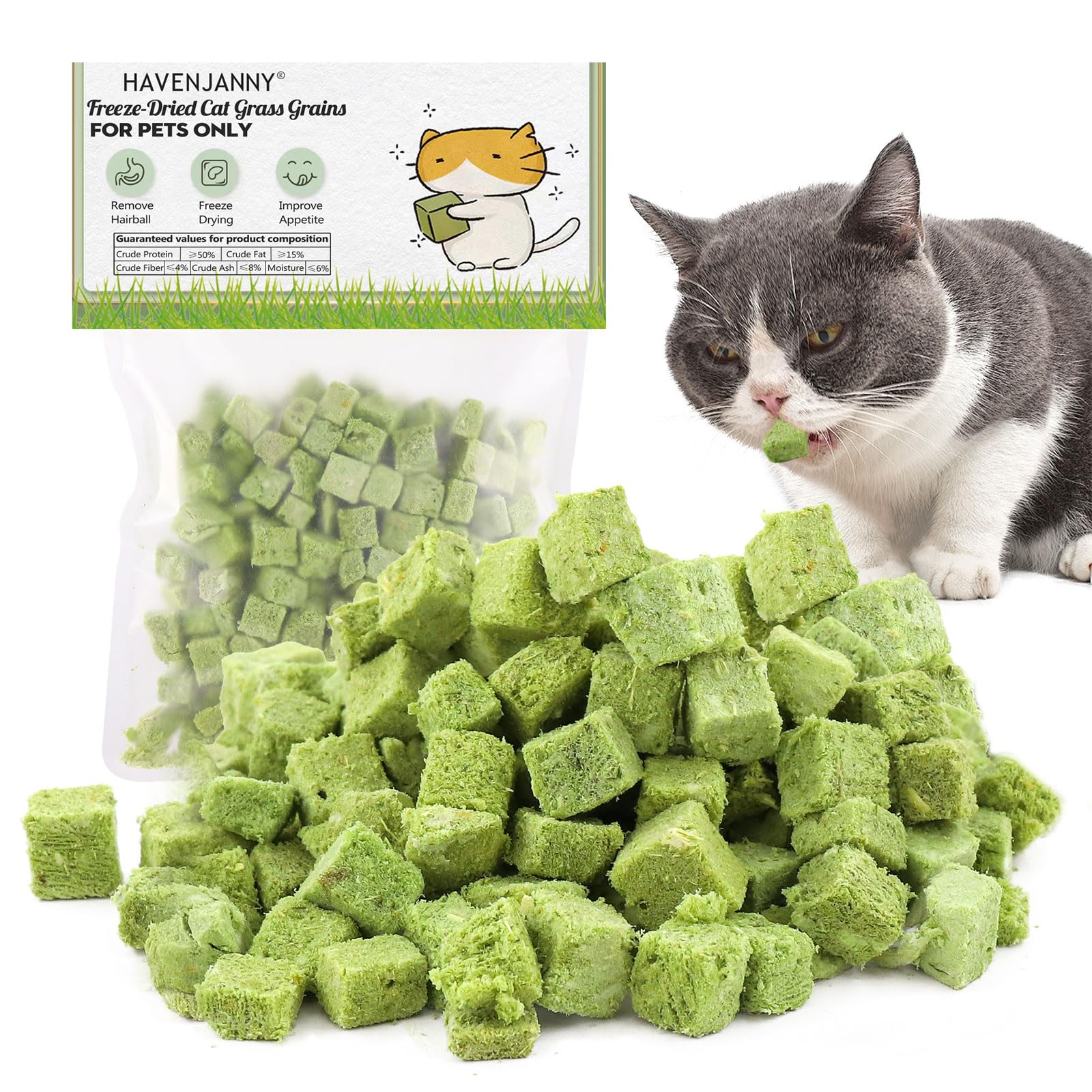 60g Cat Grass Treats for Cat, Freezed Drying Cat Grass Teething Stick ...