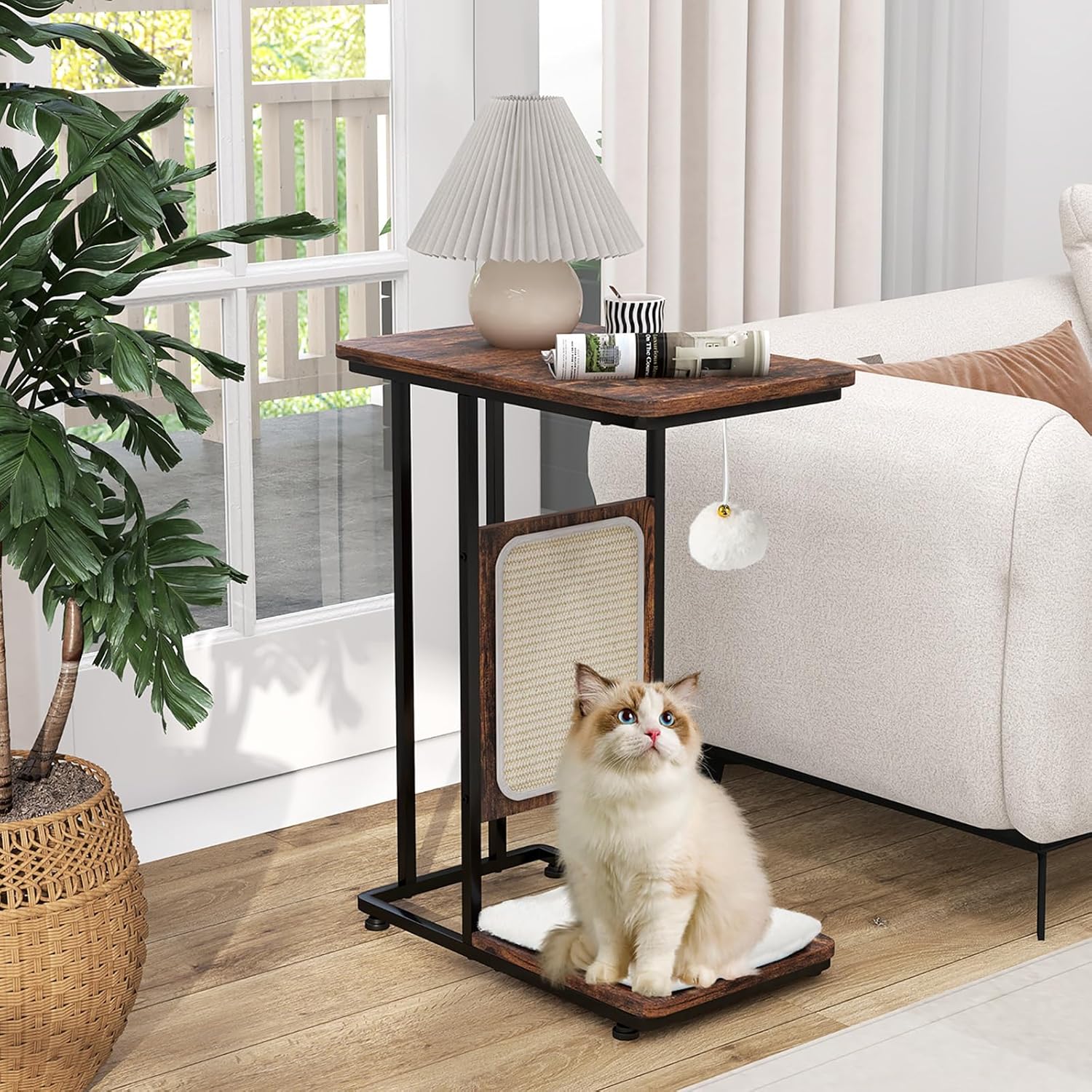 Amazon.com : Giantex Cat Scratcher Side Table, C-Shaped End Table with ...
