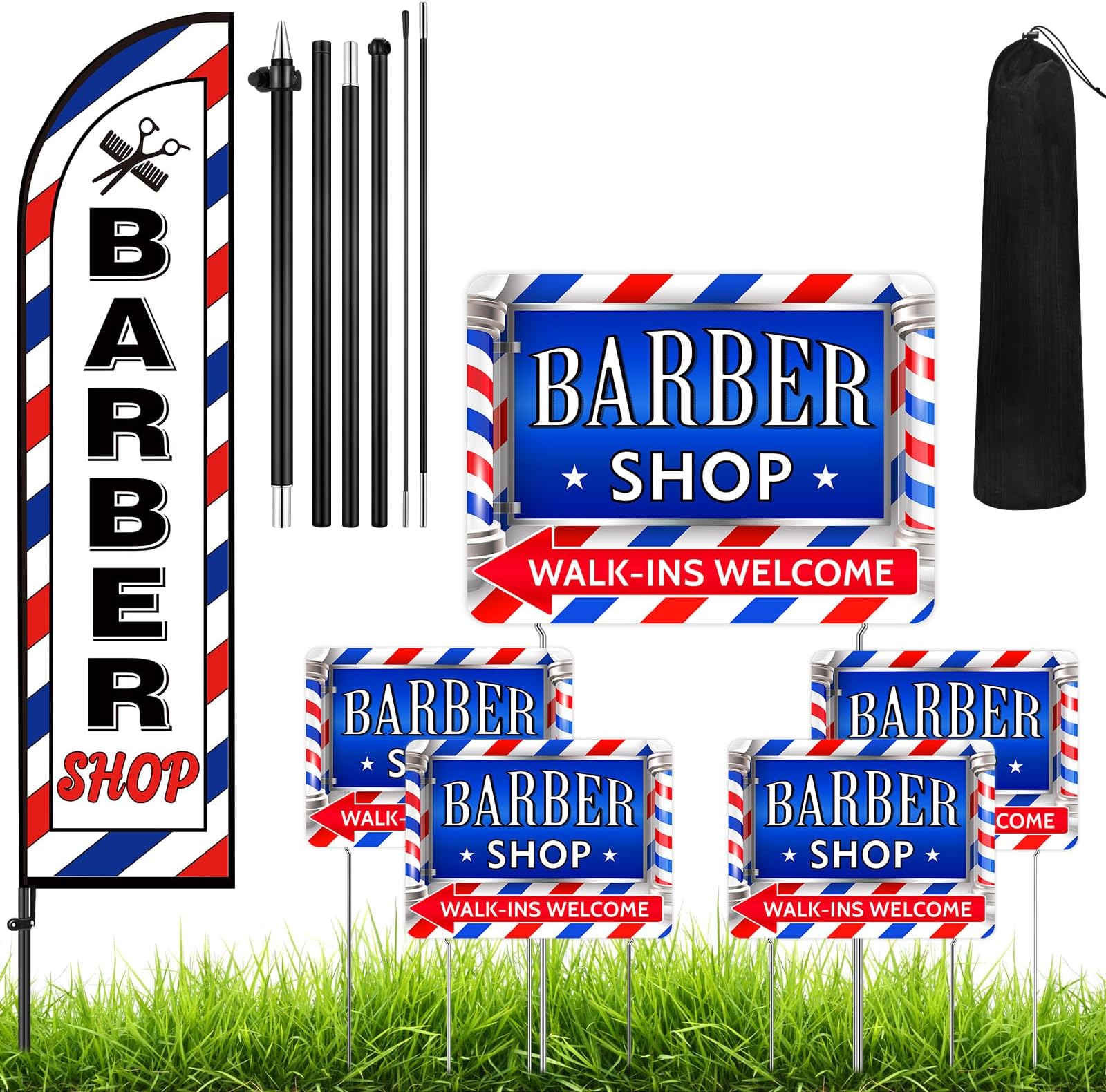 Amazon.com: 4 Less Co 18x12 Inch Barber Shop Walk-INS Welcome Yard Sign ...