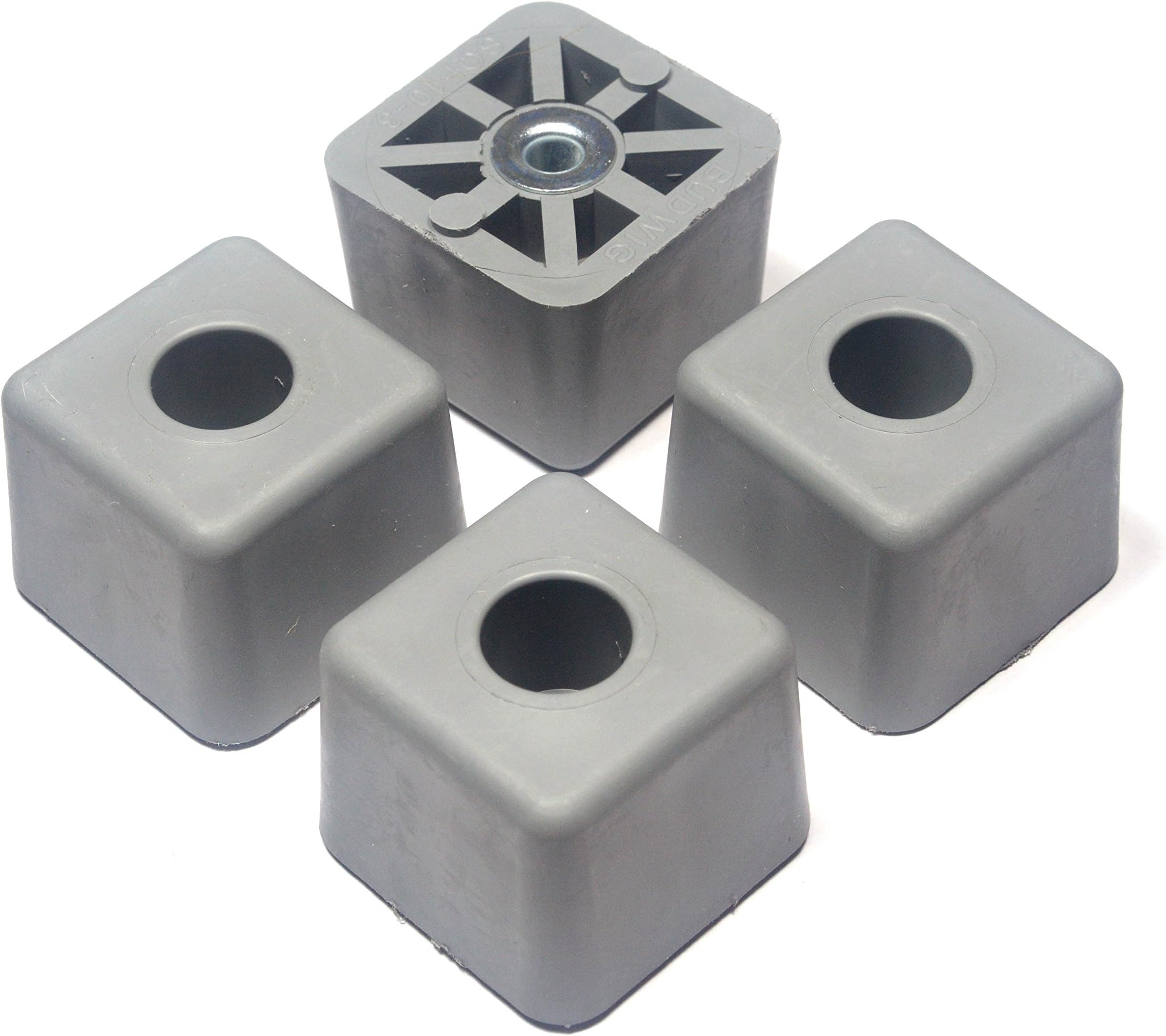 4 Large Gray Cube Square Heavy Duty Rubber Feet Bumpers - 1.125 H X 1. ...