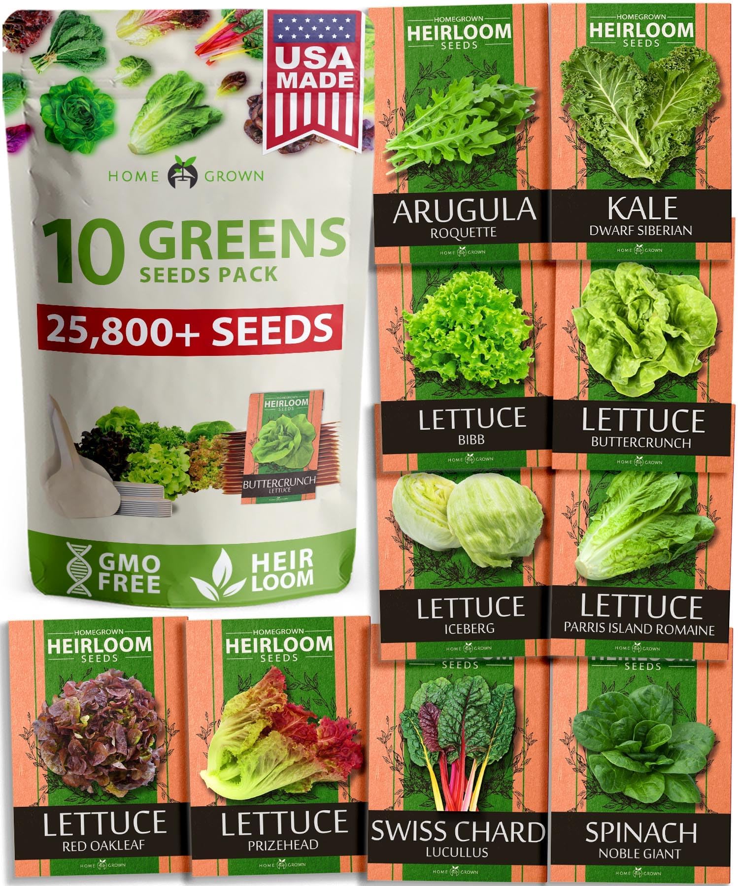 Amazon.com : 23 Lettuce & Salad Greens Seeds Variety Pack - 25,000+ Non ...