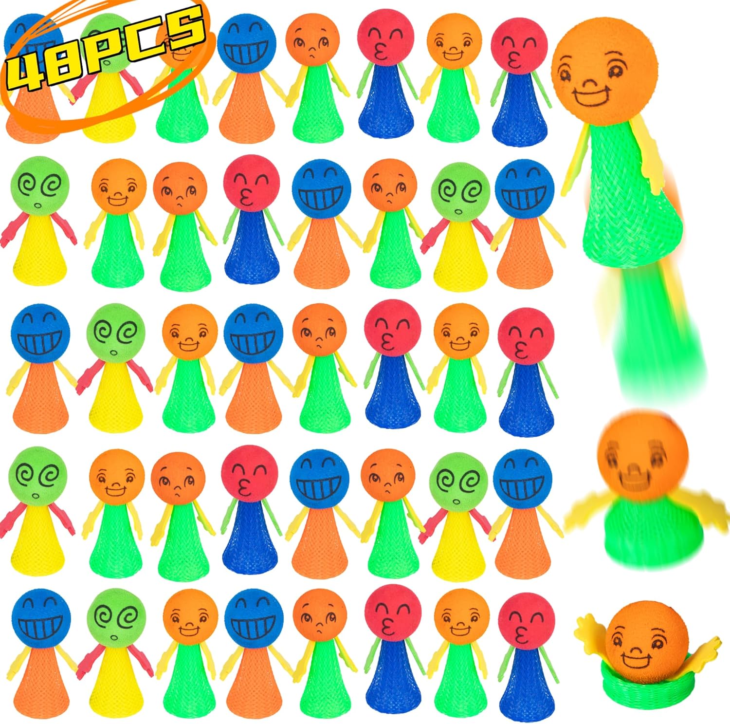 Amazon.com: 48Pcs Jumping Spring Rockets Launchers Toys-Fidget Emoticon ...