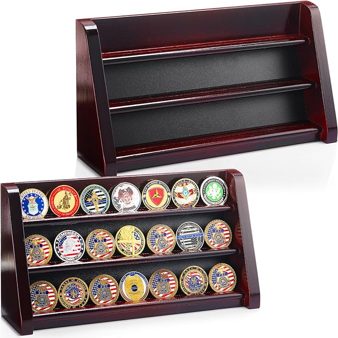 Amazon.com: Beeveer 2 Pcs Challenge Coin Holder Display 3 Row ...