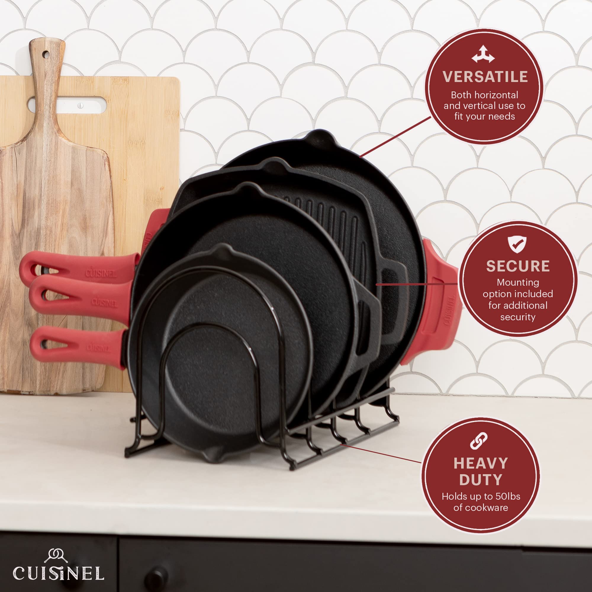 Snapklik.com : Cuisinel Pots And Pans Organizer - 15" Heavy Duty ...