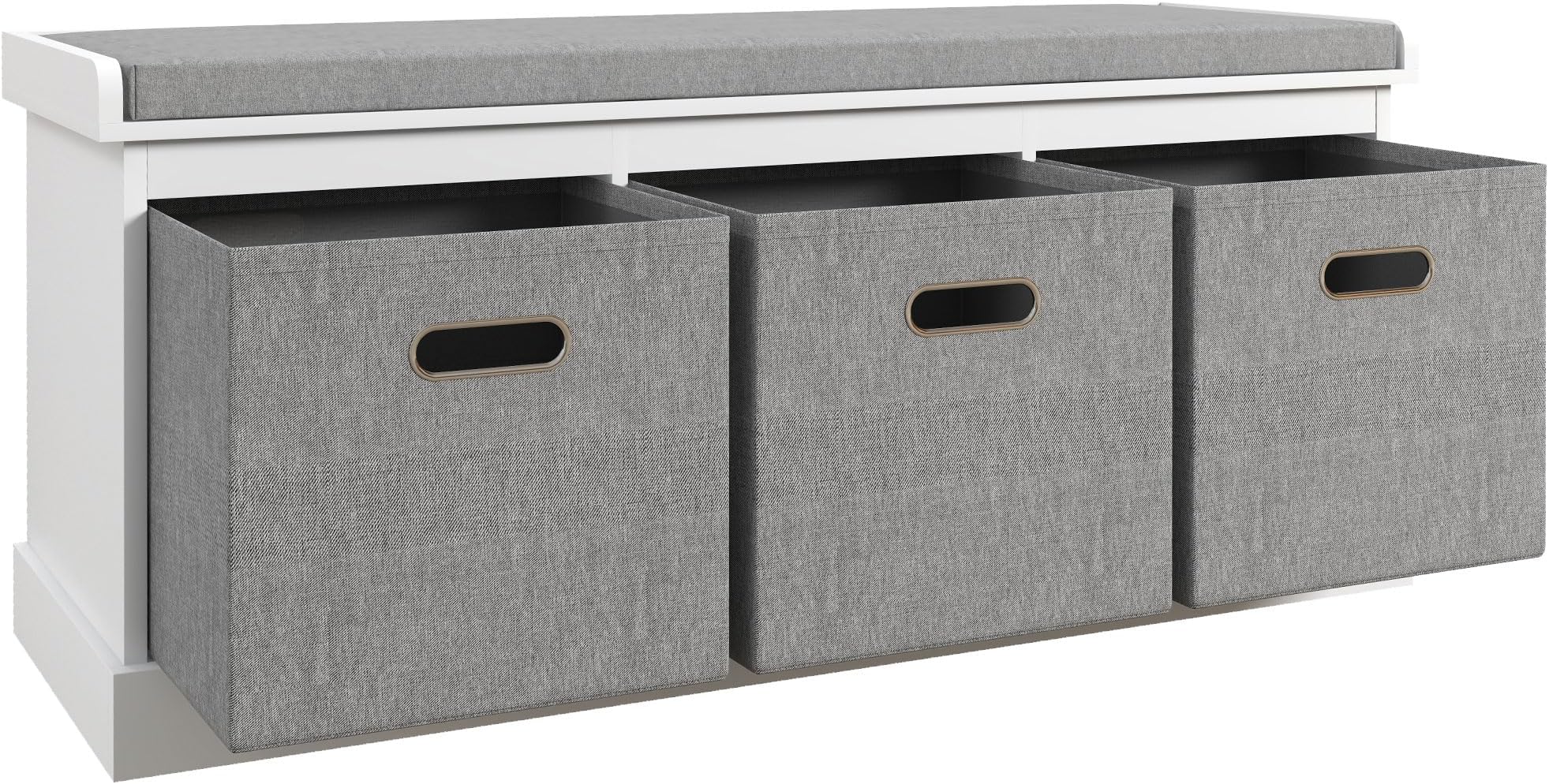 HOMCOM Shoe Bench with 3 Fabric Baskets, Shoe Storage Bench with Seat ...