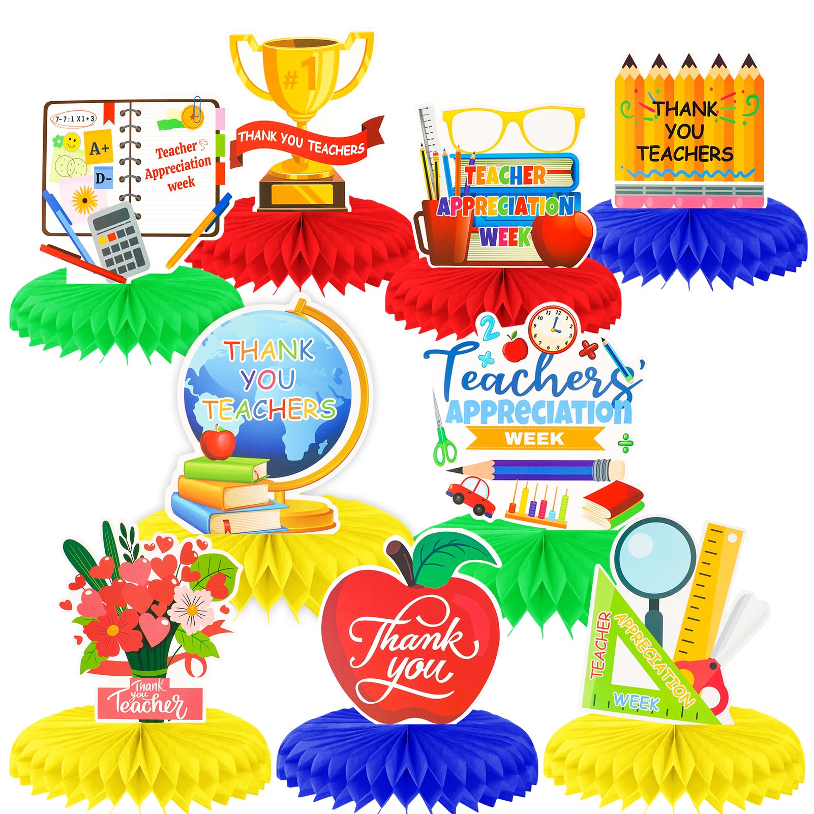 Amazon.com: HOWAF 9pcs Thank You Teachers Honeycomb Centerpieces for ...