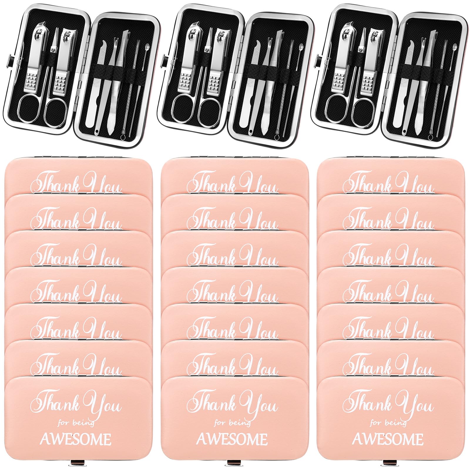 Amazon.com : Therwen 24 Sets Manicure Set Bulk Nail Clippers Grooming ...