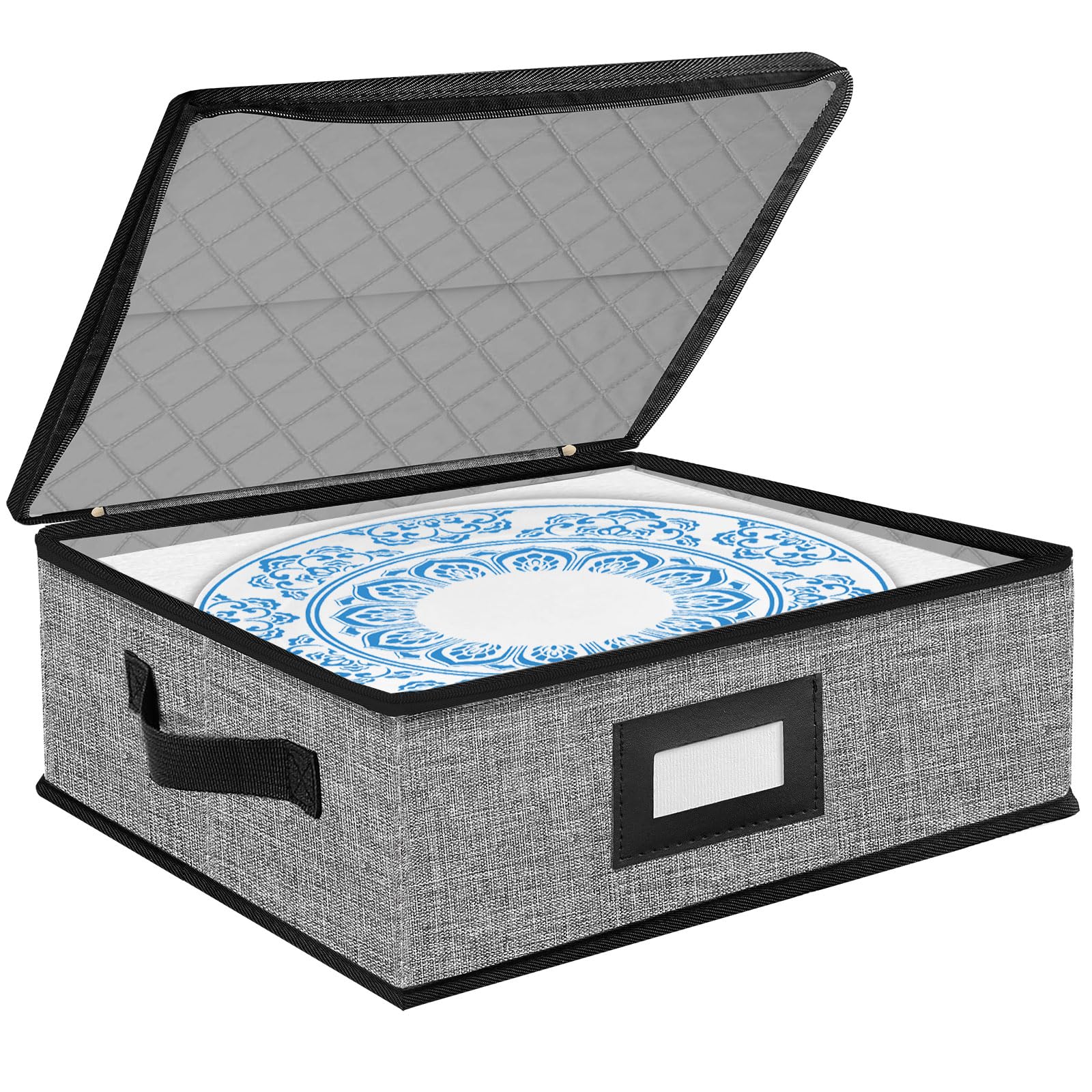 Amazon.com: ouruer Quilted Platter Storage Case-Fine China Storage ...