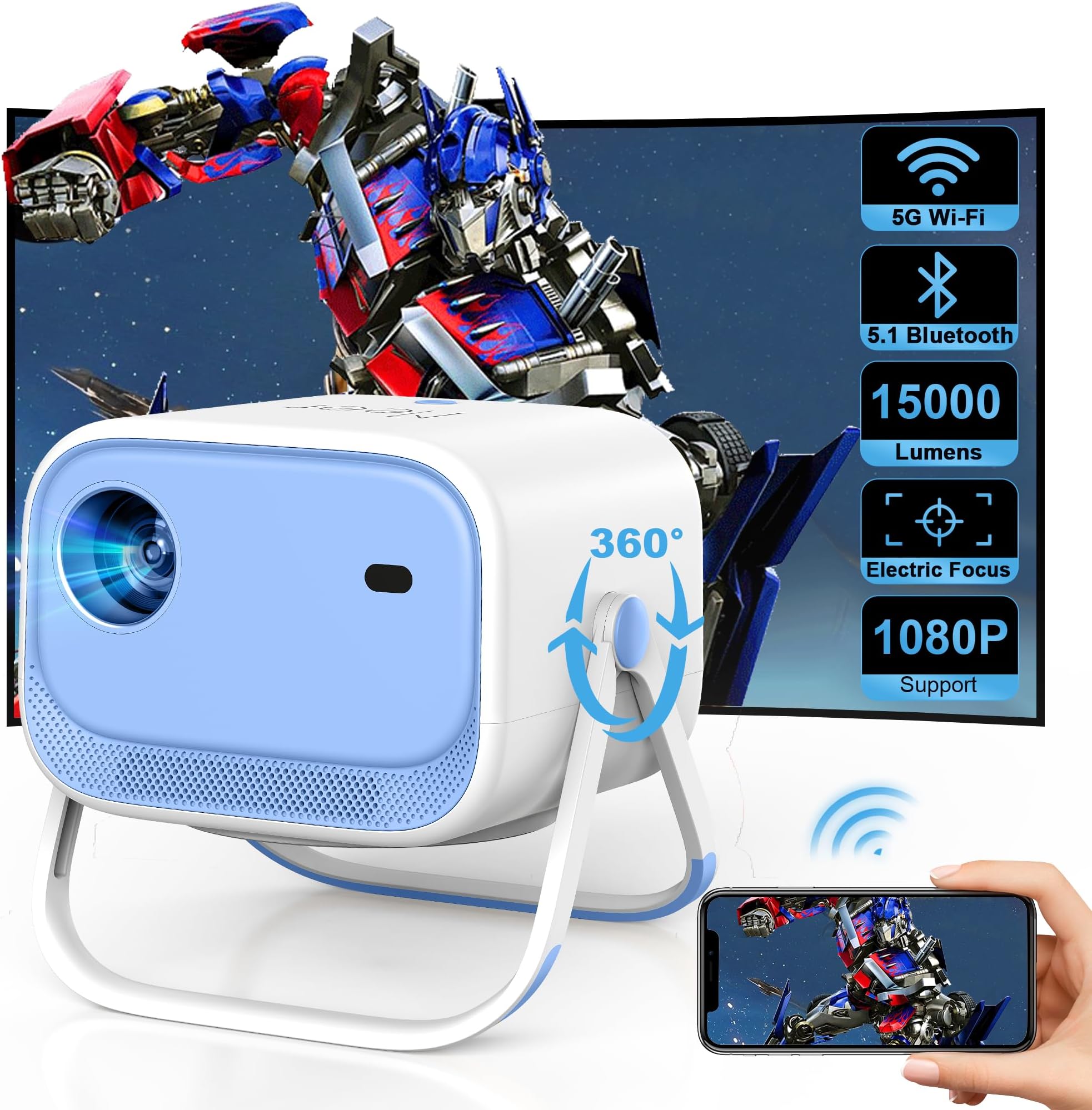 Amazon.com: [Electric Focus & 360°Adjustable Stand] 1080P iPhone ...