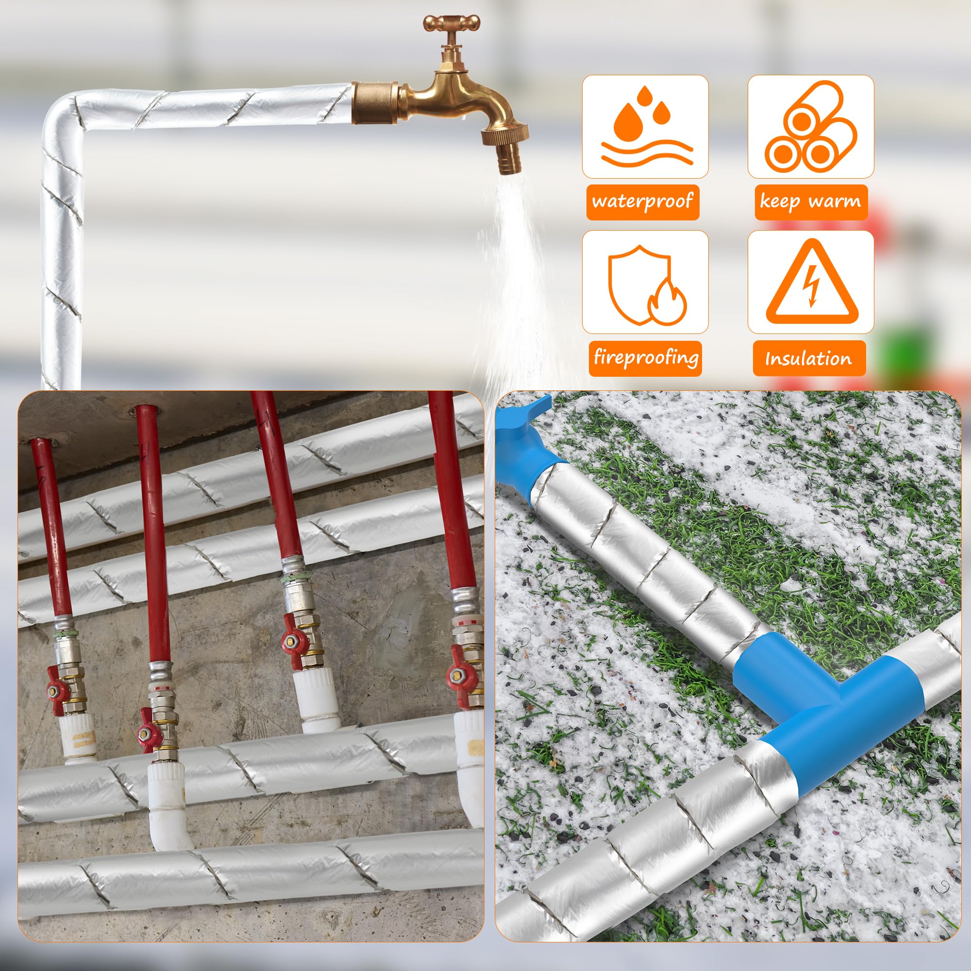 Snapklik.com : 32.8 FT Pipe Insulation Wrap,Foil Pipe Wrap Insulation ...