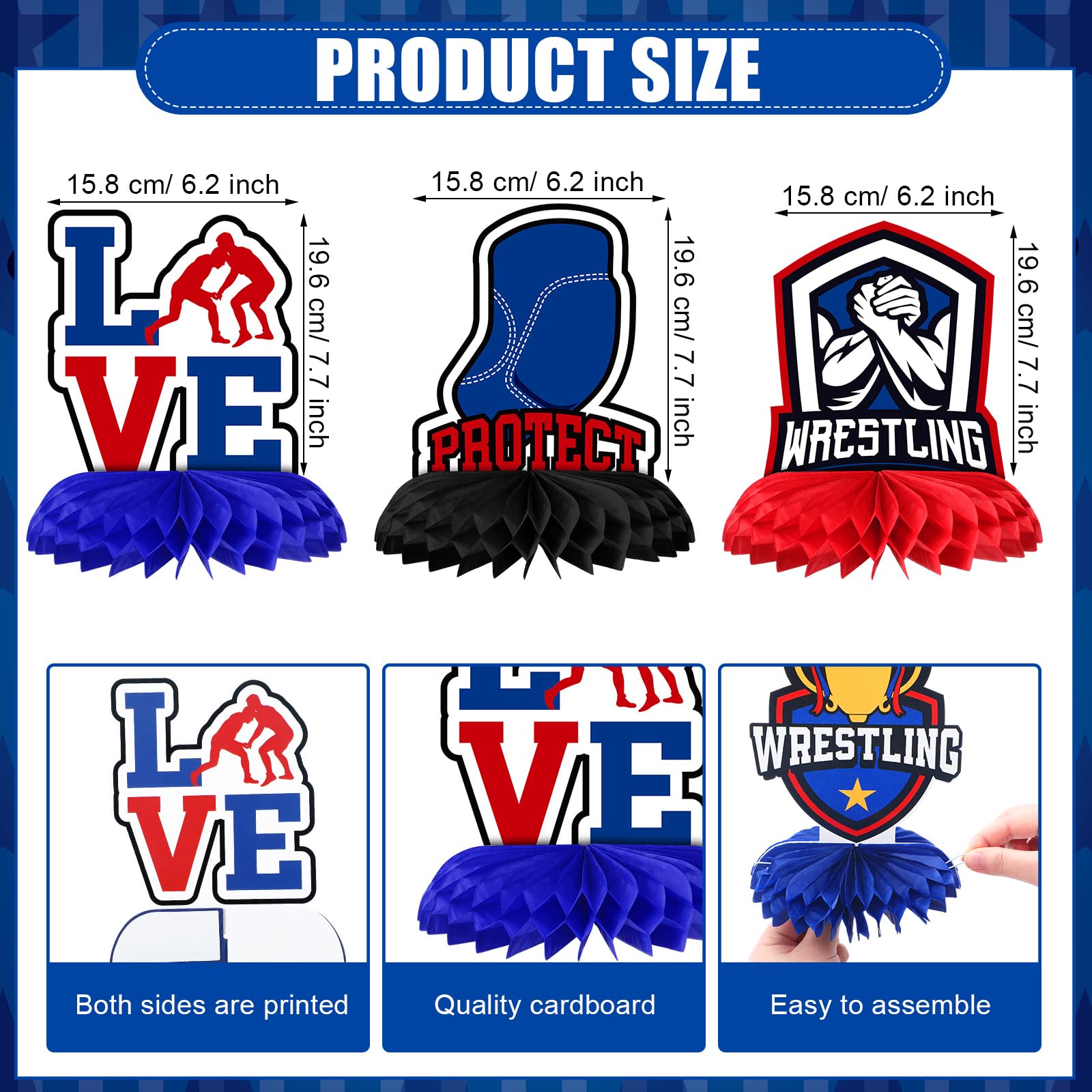 Snapklik.com : 9 Pcs Wrestling Birthday Decorations Wrestling Honeycomb ...