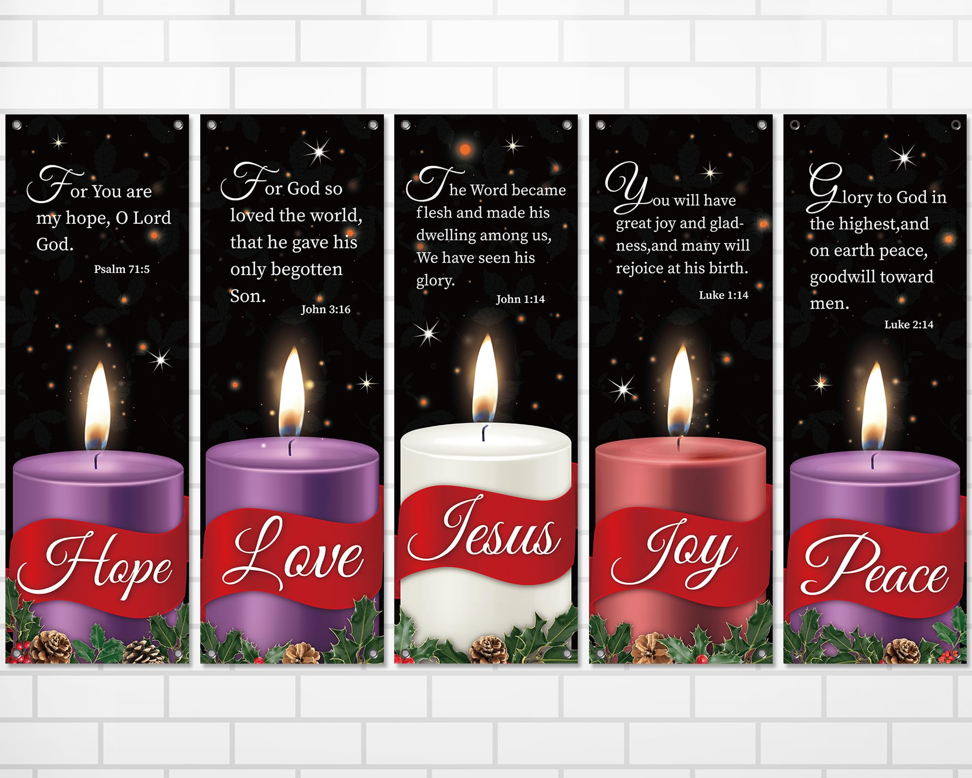 Amazon.com: 5Pcs Christmas Church Banners for Sanctuary Wall Advent ...