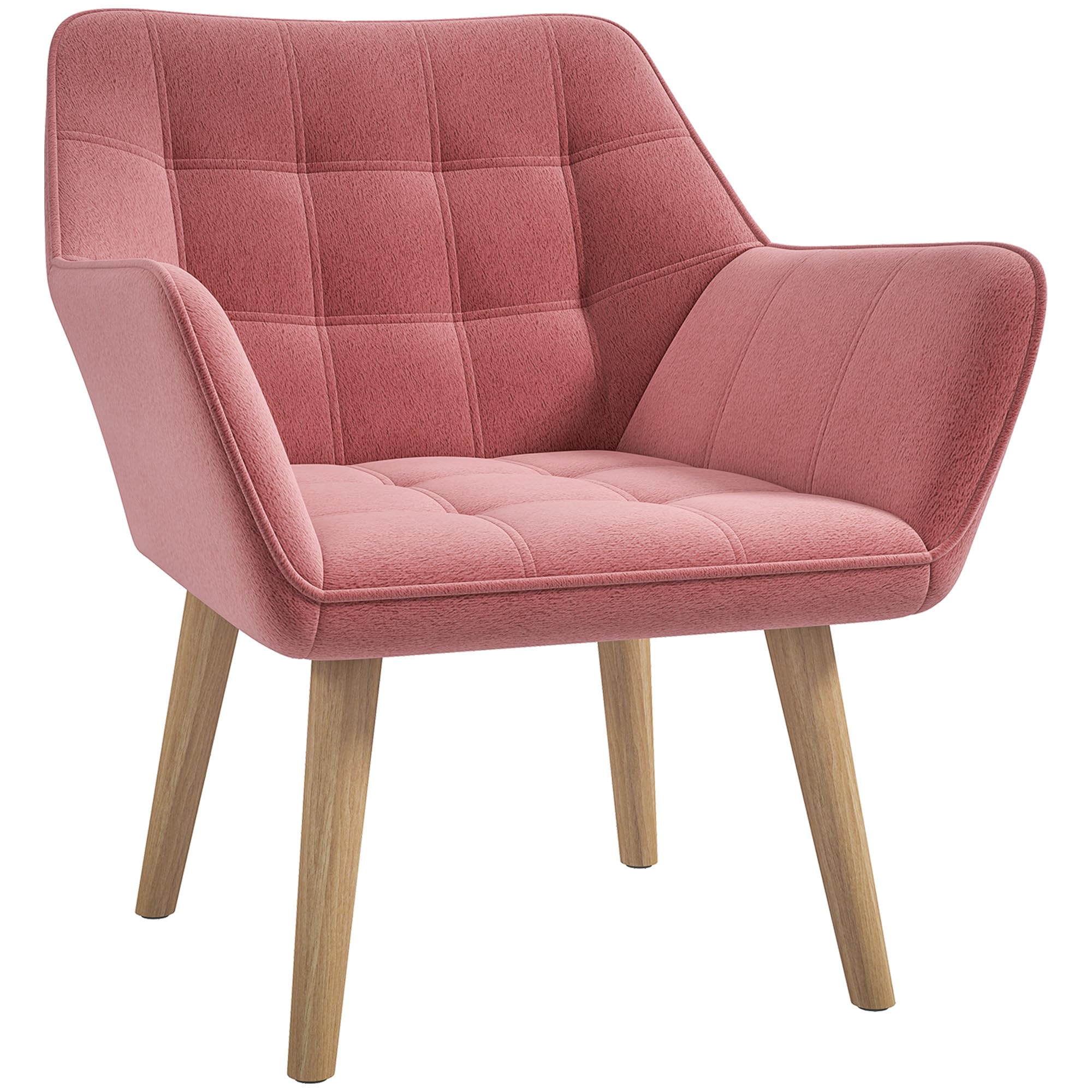 HOMCOM Armchair Accent Chair, Vanity Chair with Wide Arms, Slanted Back ...