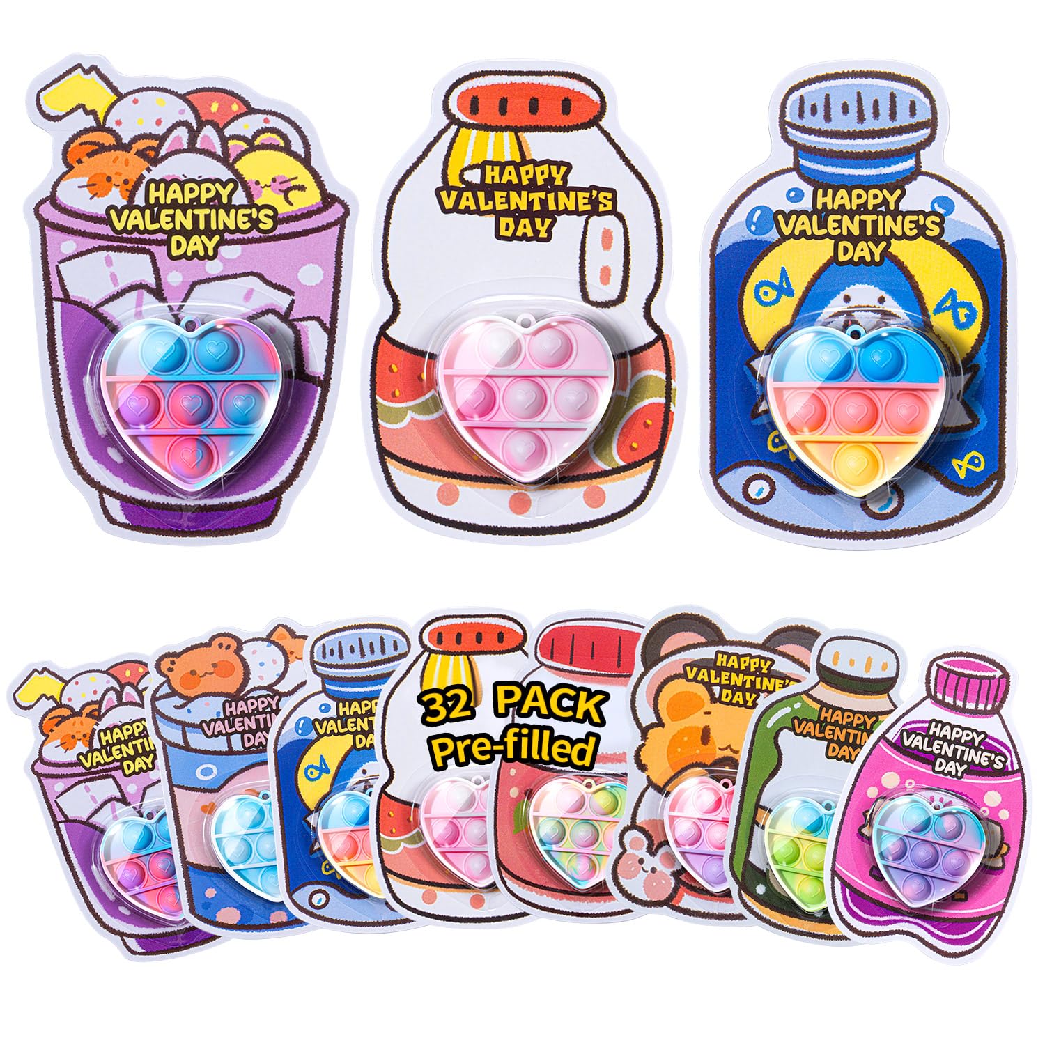 Amazon.com: MEADIN Valentines Day Gifts for Kids - 32 Pack Prefilled ...