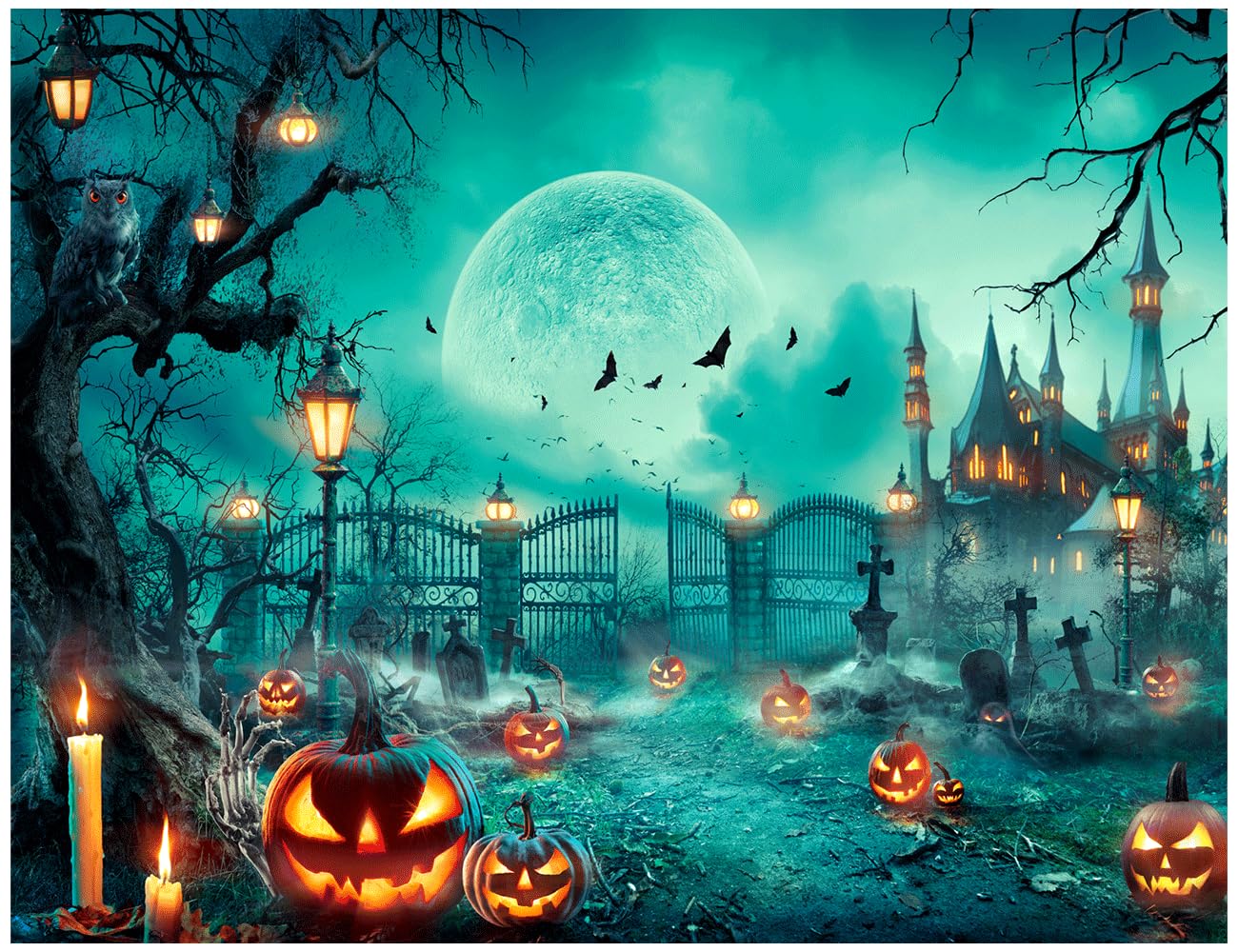 Amazon.com : LYSMZT Halloween Photography Backdrop Horror Moon Night ...