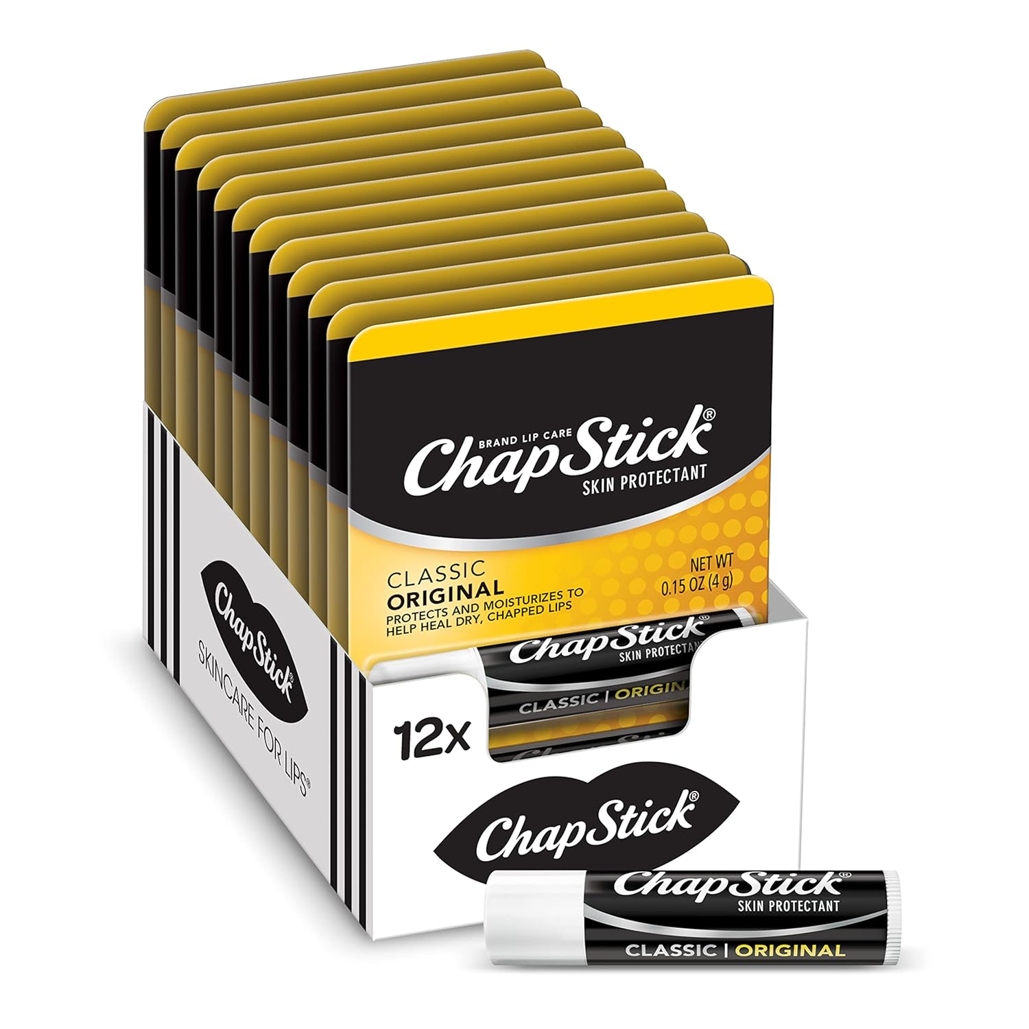 Amazon.com: ChapStick Classic Original Lip Balm Tubes, Lip Care - 0.15 ...