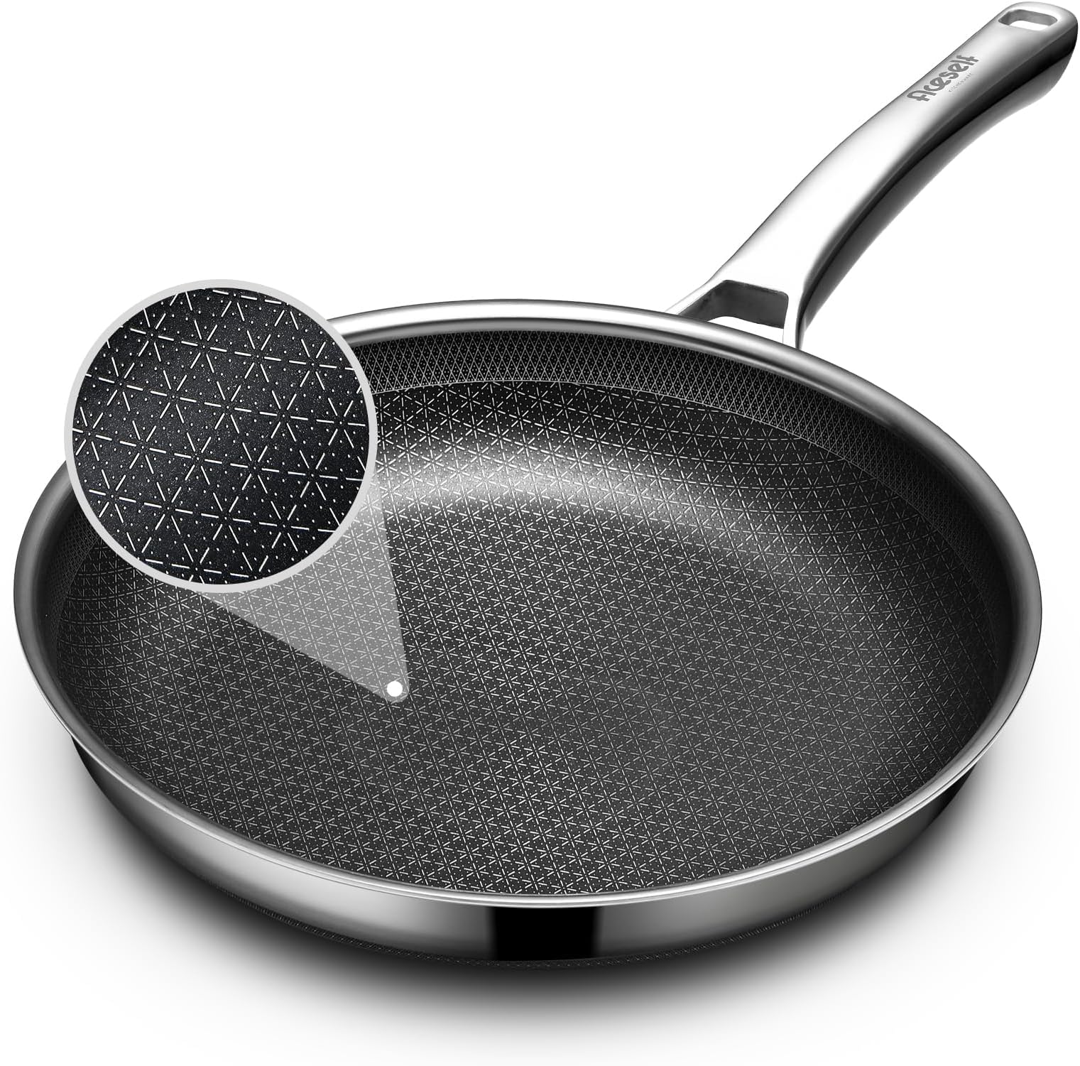 Amazon.com: LIGTSPCE Non Stick Frying Pans, 12 inch Hybrid Frying Pans Nonstick,non stick ...