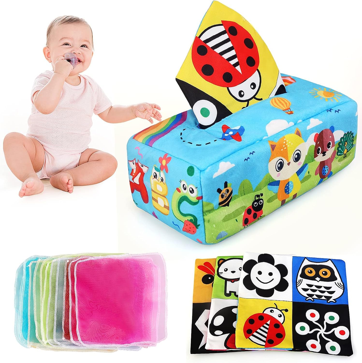NEWSTYLE Baby Toys，Tissue Box Montessori Toy for Babies 6 Months+ ...