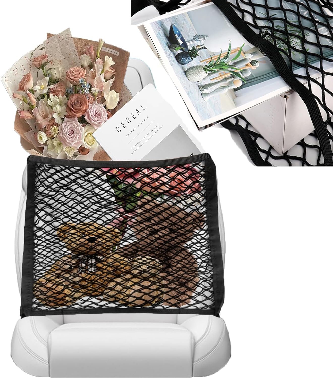 Amazon.com: Car Seat Net and Car Net Front Seat Organizer, Versatile ...