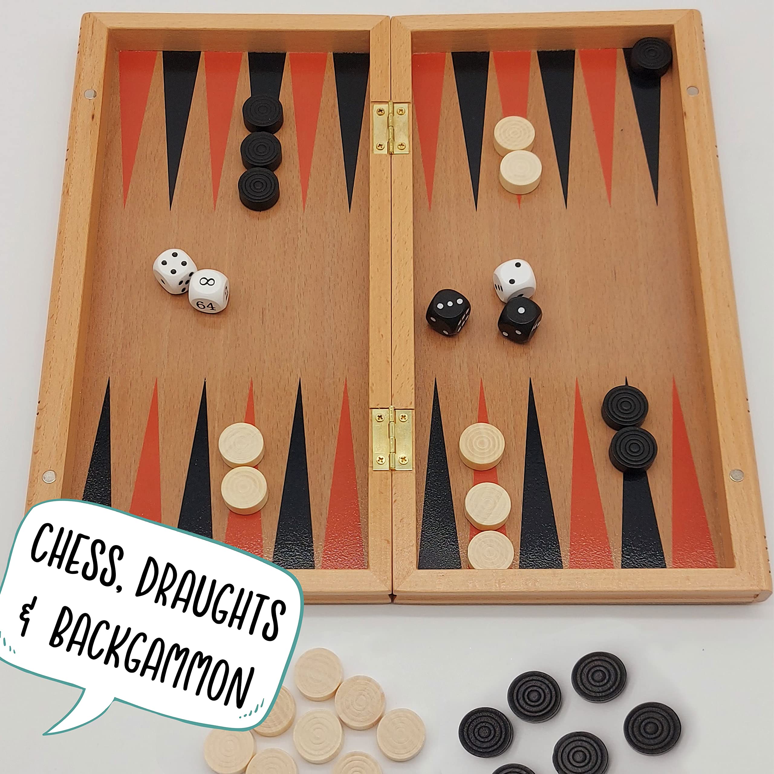 Jaques of London Chess Set & Backgammon Set | Folding Chess Board with ...