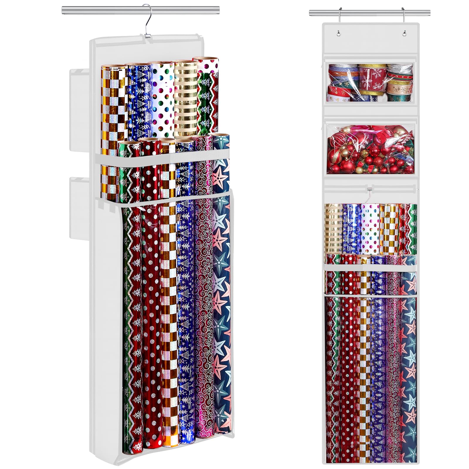 Amazon.com: Wrapping Paper Organizer Storage, Double-Sided Hanging Gift ...