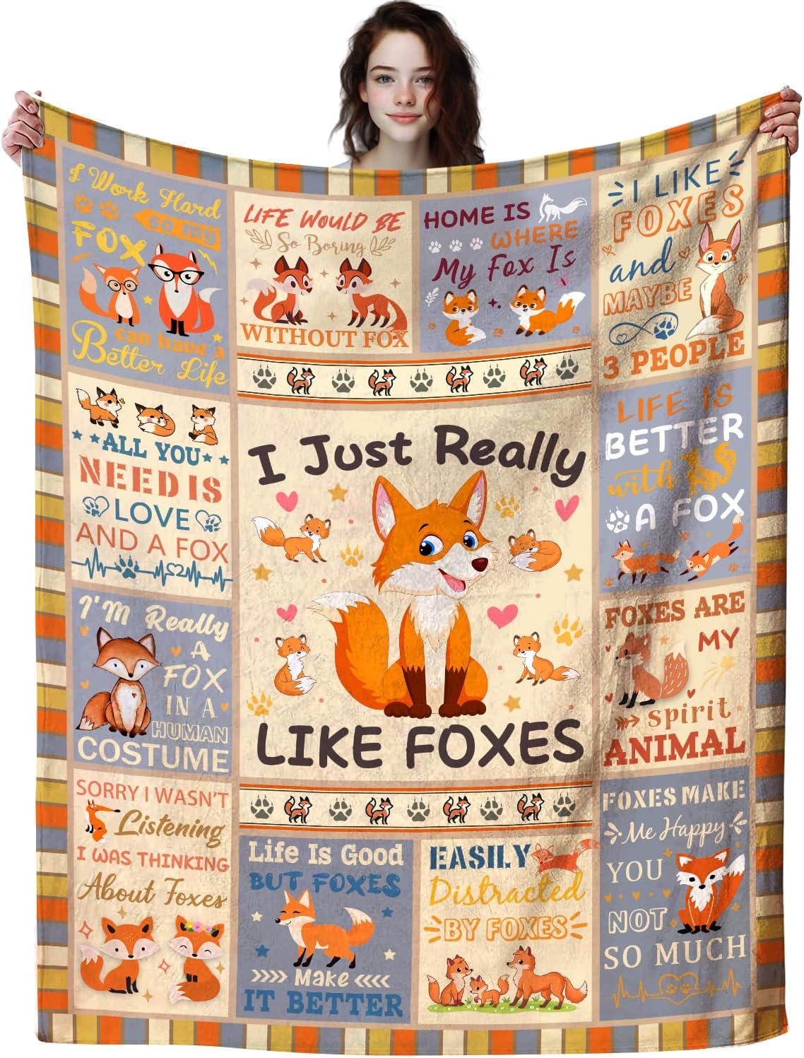 Amazon.com: Jonecea Fox Blanket Gifts for Girls Boys,Animal Stuff Cute ...
