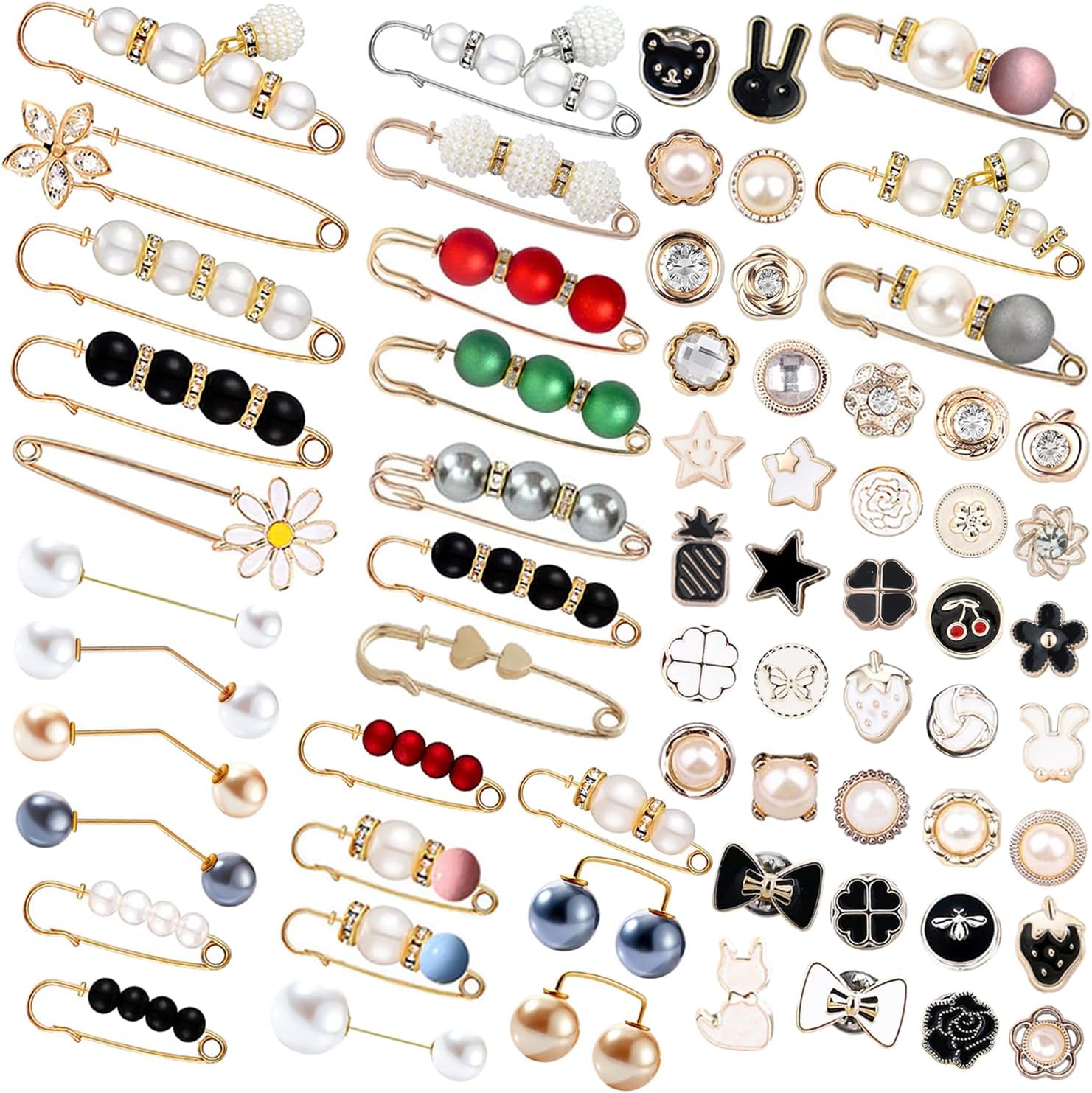 Amazon.com: TIHOOD 110PCS Pearl Brooch Pins Women Decorative Safety ...