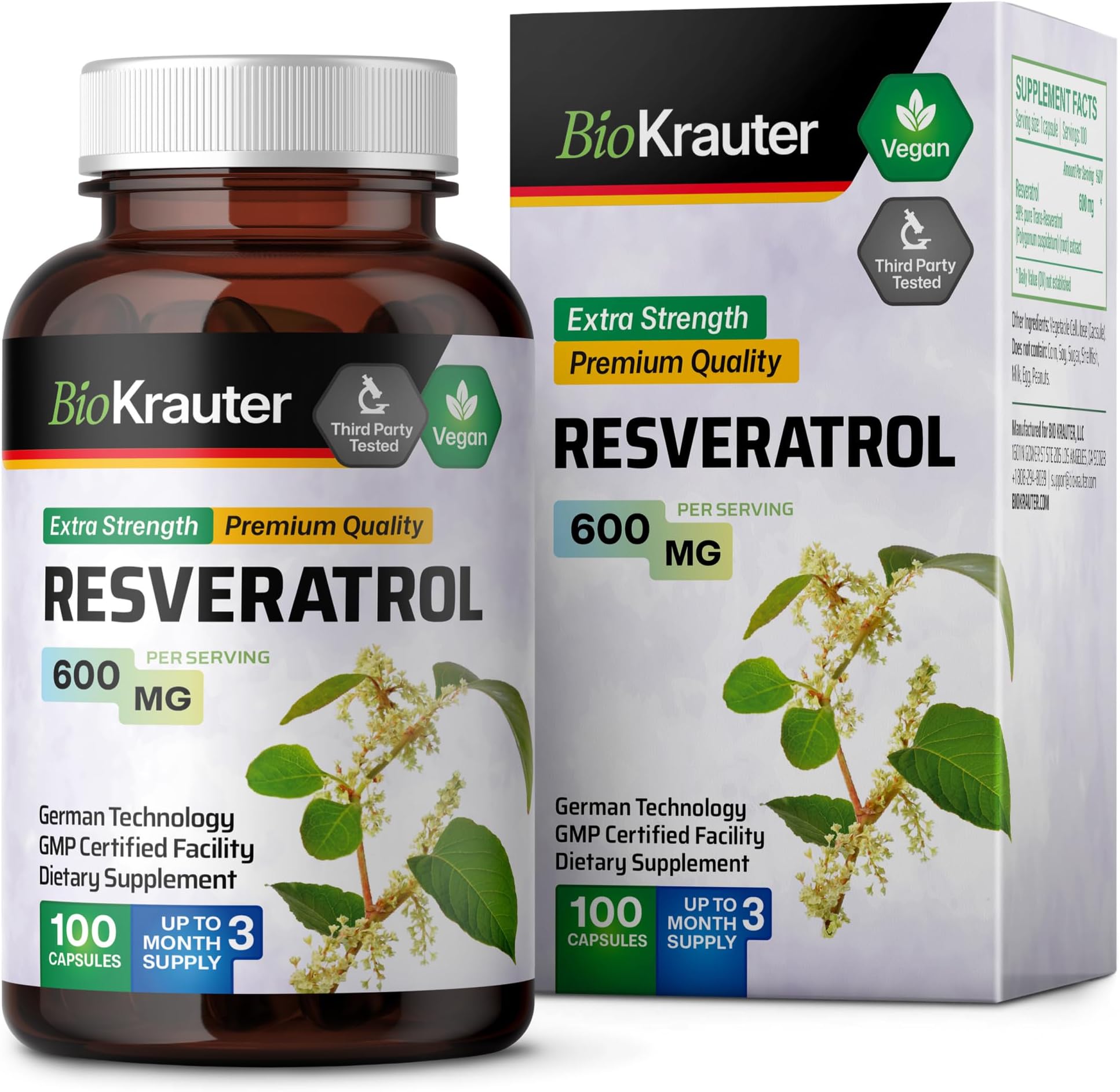 Amazon.com: BIO KRAUTER Resveratrol Capsules - Natural Antioxidant ...