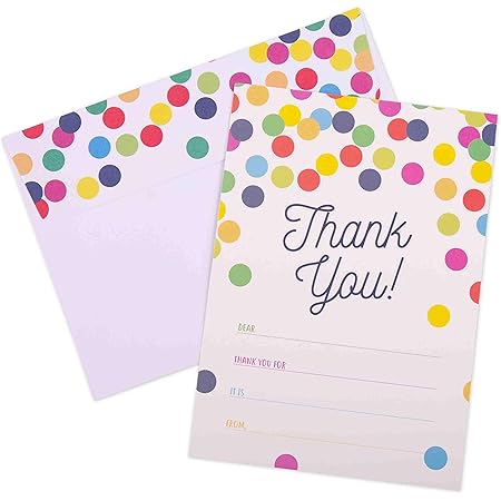 Amazon.com : Birthday Thank You Cards, Fill in the Blank Thank You ...