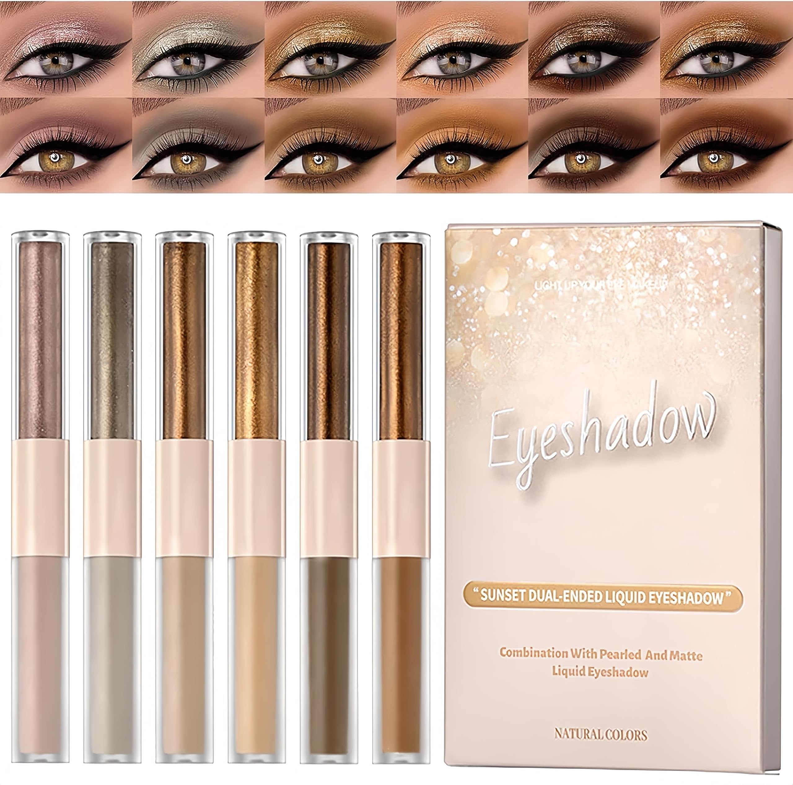 Amazon.com : Melemando Dual Ended Liquid Eyeshadow 6 Color Neutral ...