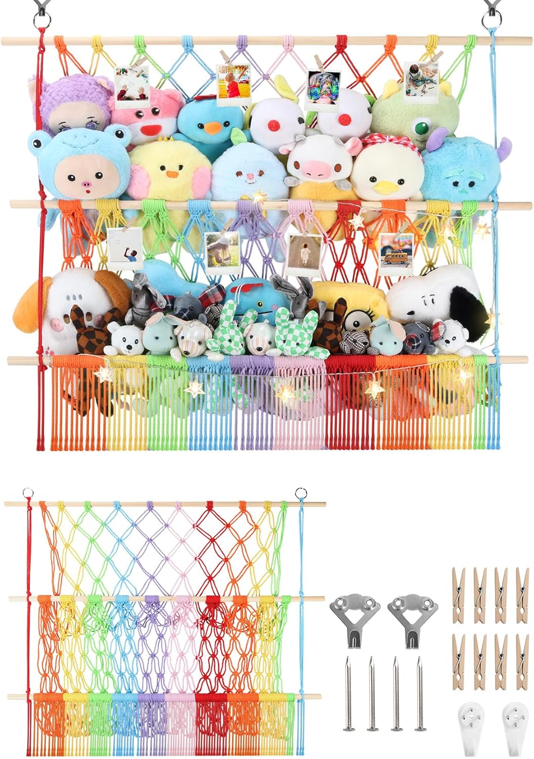 Amazon.com: 2 Tier Stuffed Animal Storage Shelf Net, 35x30'' Large ...