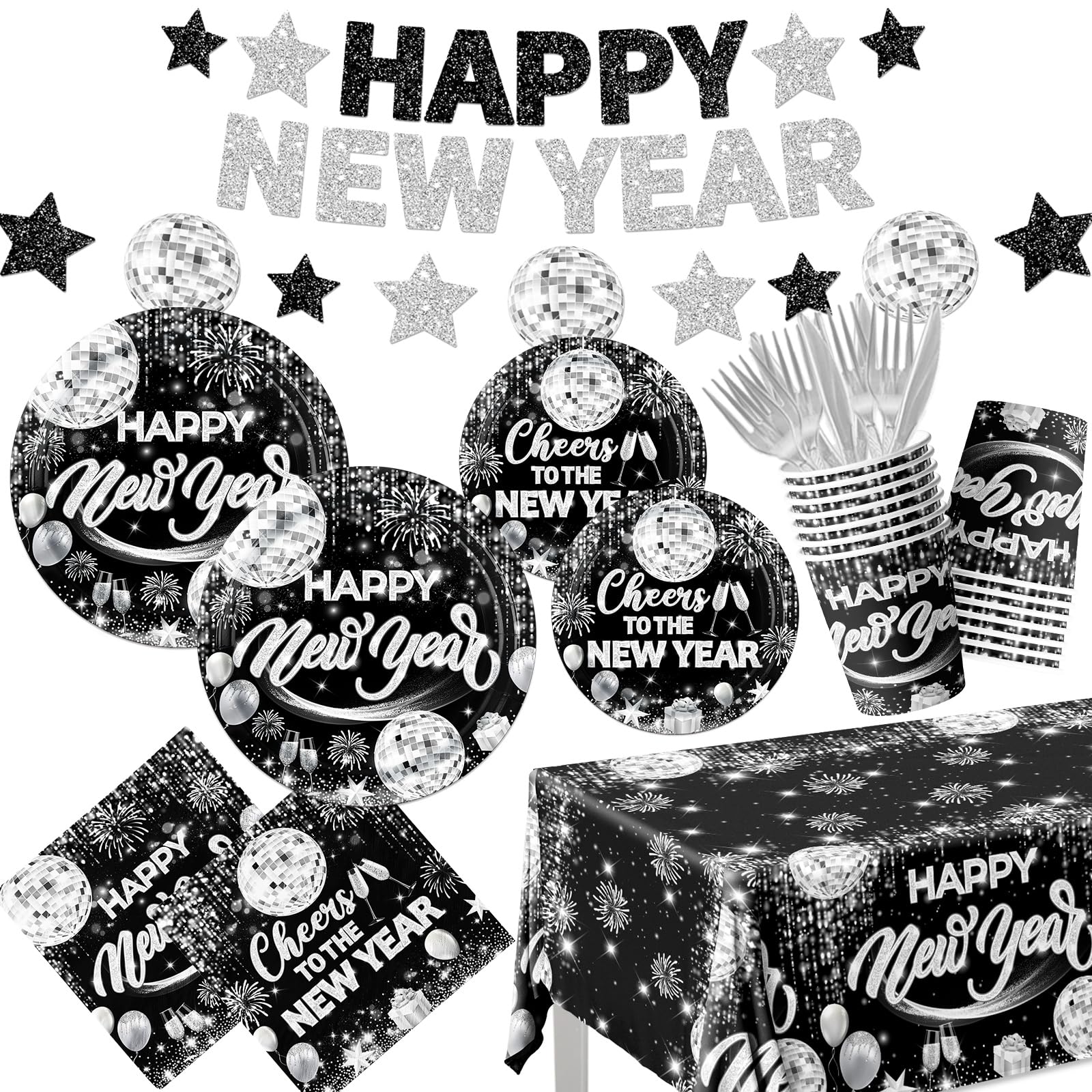 Amazon.com: Happy New Years Eve and Birthday Party Supplies -142pcs new ...