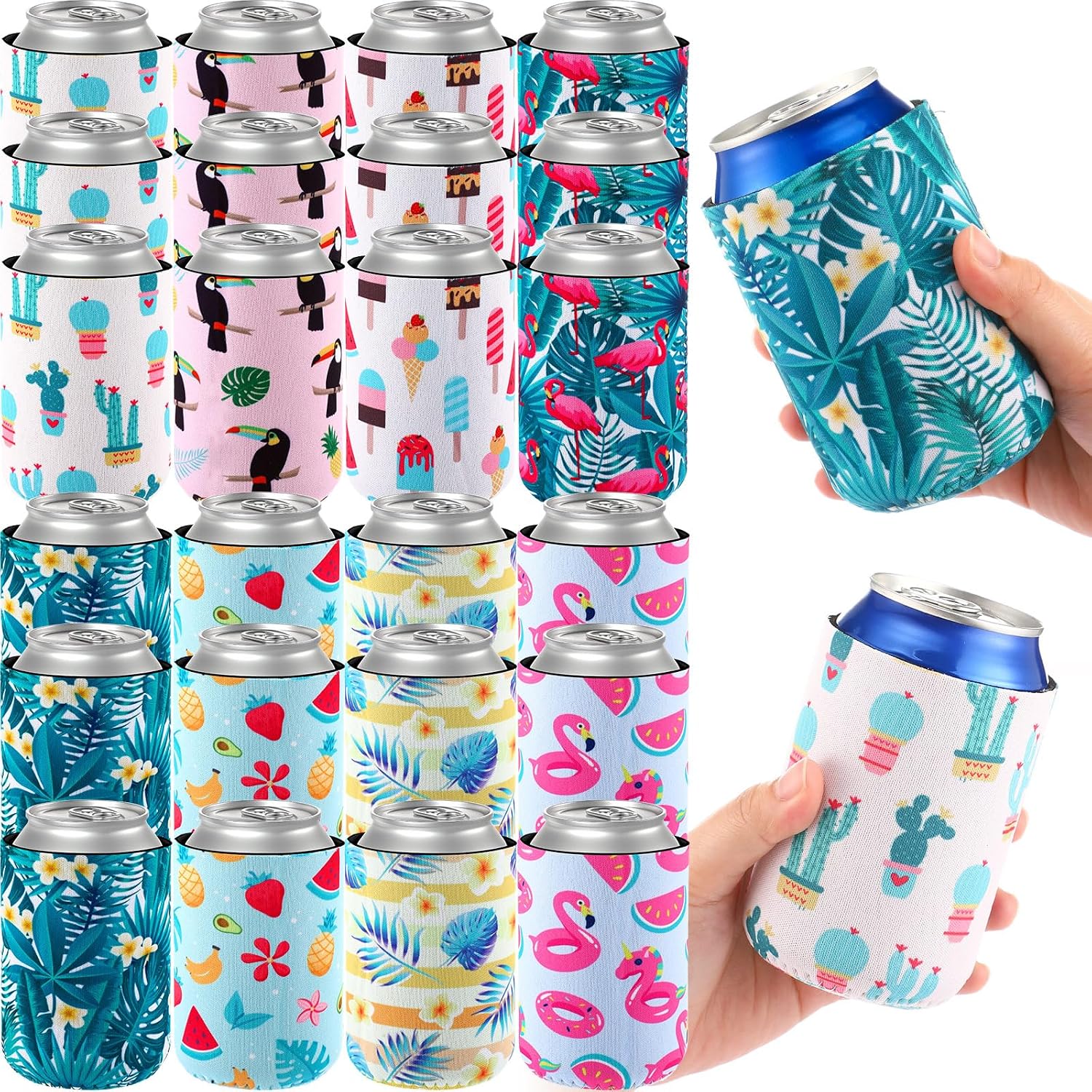 Amazon.com: Gerrii 24 Pcs Drink Can Sleeves Beach Themed Can Sleeves ...