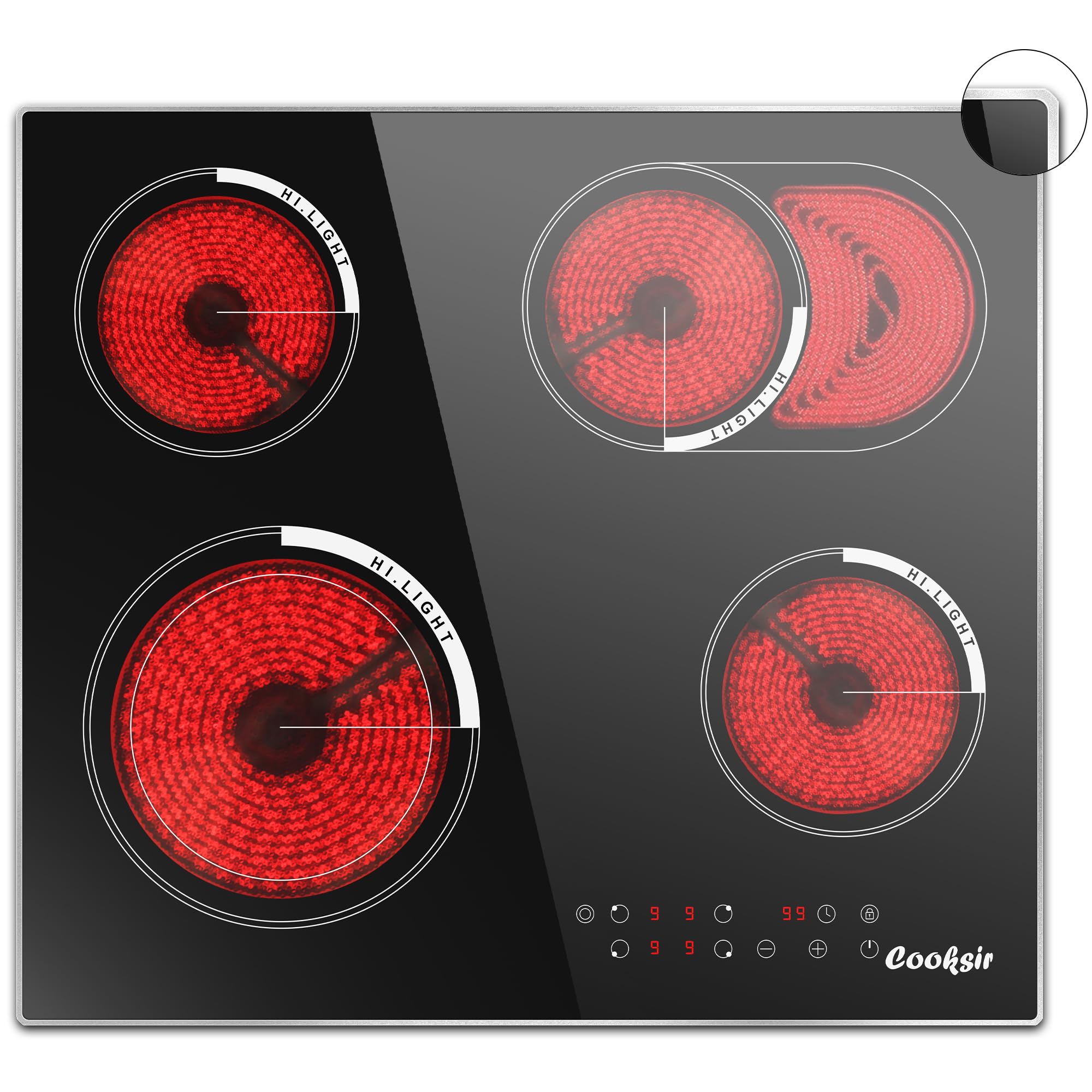 Ceramic Hob, Cooksir Electric Cooktop 60cm, 4 Heating Zone Built in Hot ...